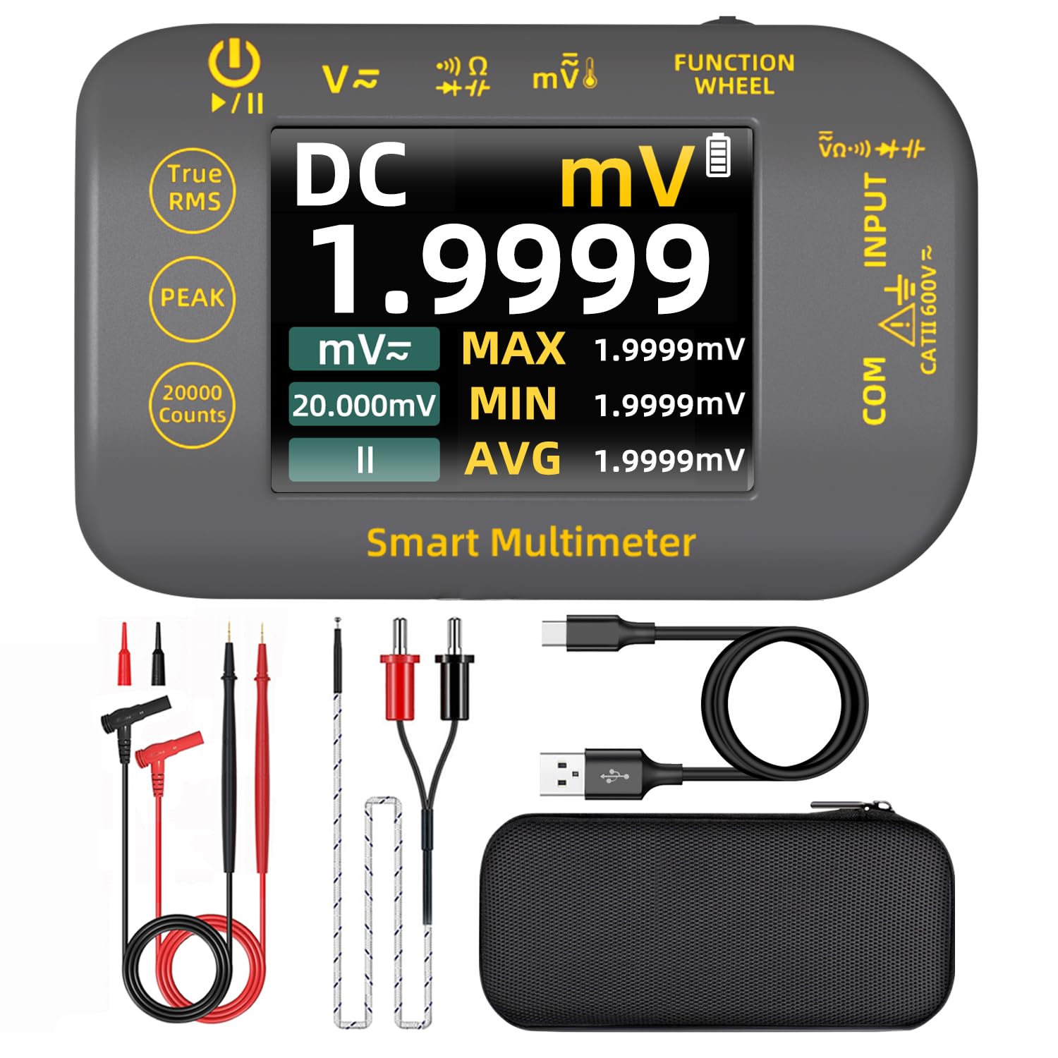 BSIDE Digital Multimeter 20000 Counts TRMS Rechargeable Multimeter with ...