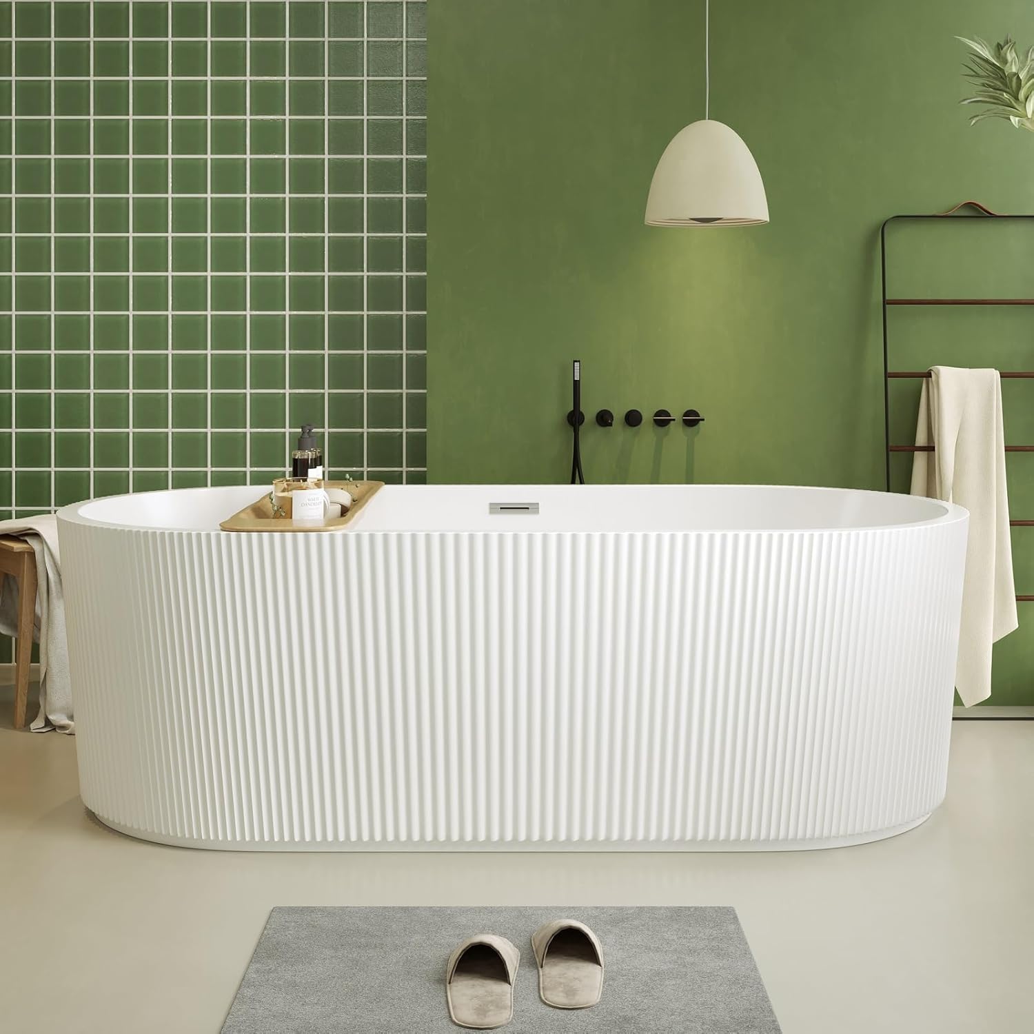 Acrylic Freestanding Bathtub;Contemporary Soaking Tub with Unique ...