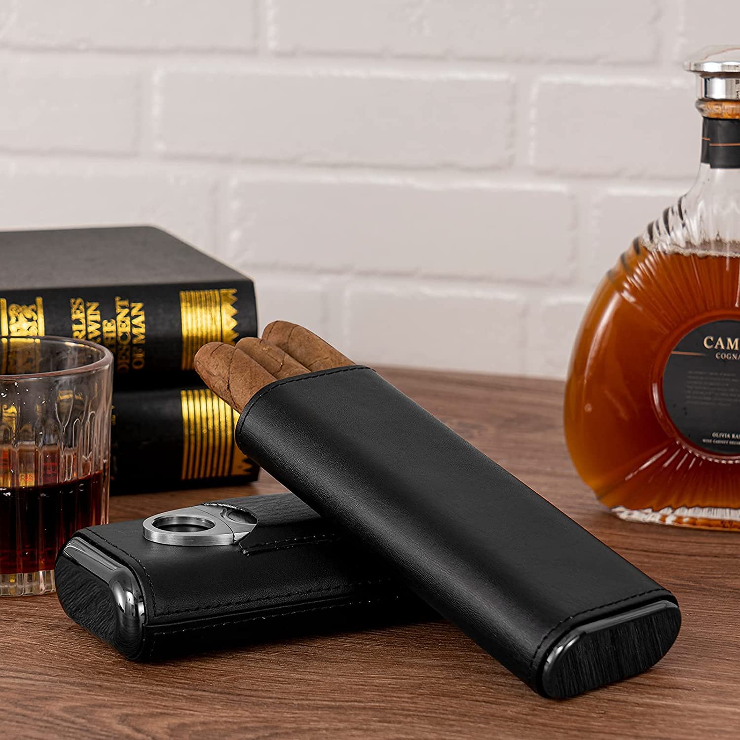 Snapklik.com : Oyydecor Cigar Case Cigar Carrying Case Set Leather ...