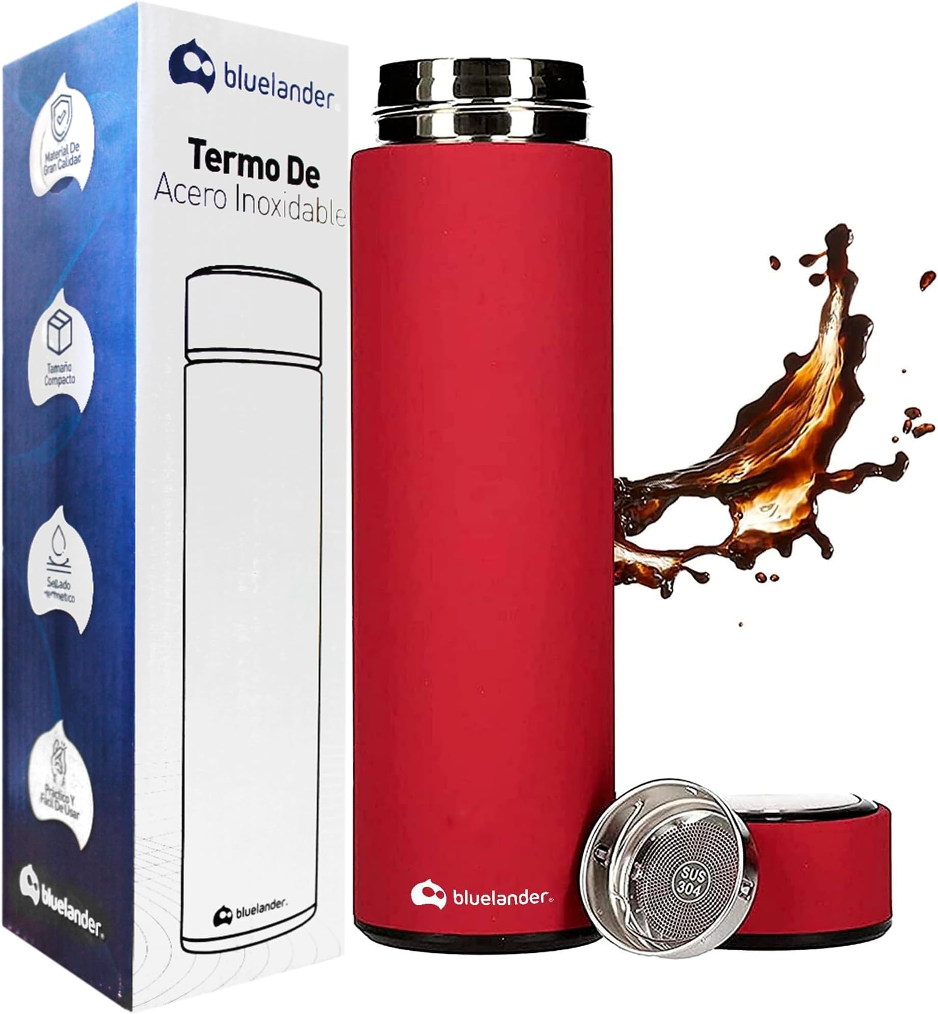 CARAVIAN Termo de Agua, Café y Té de 500 ml con Filtro de Acero ...