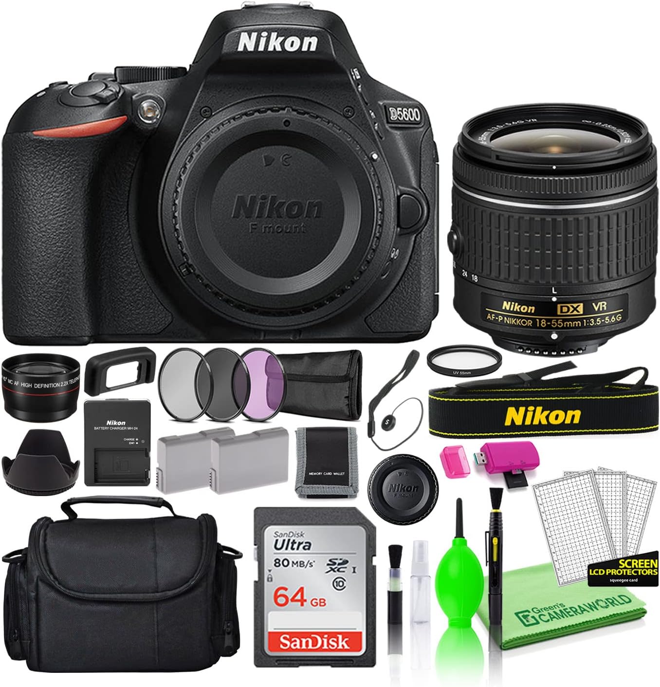 Amazon.com : Nikon D5600 24.2MP DSLR Digital Camera with 18-55mm Lens ...