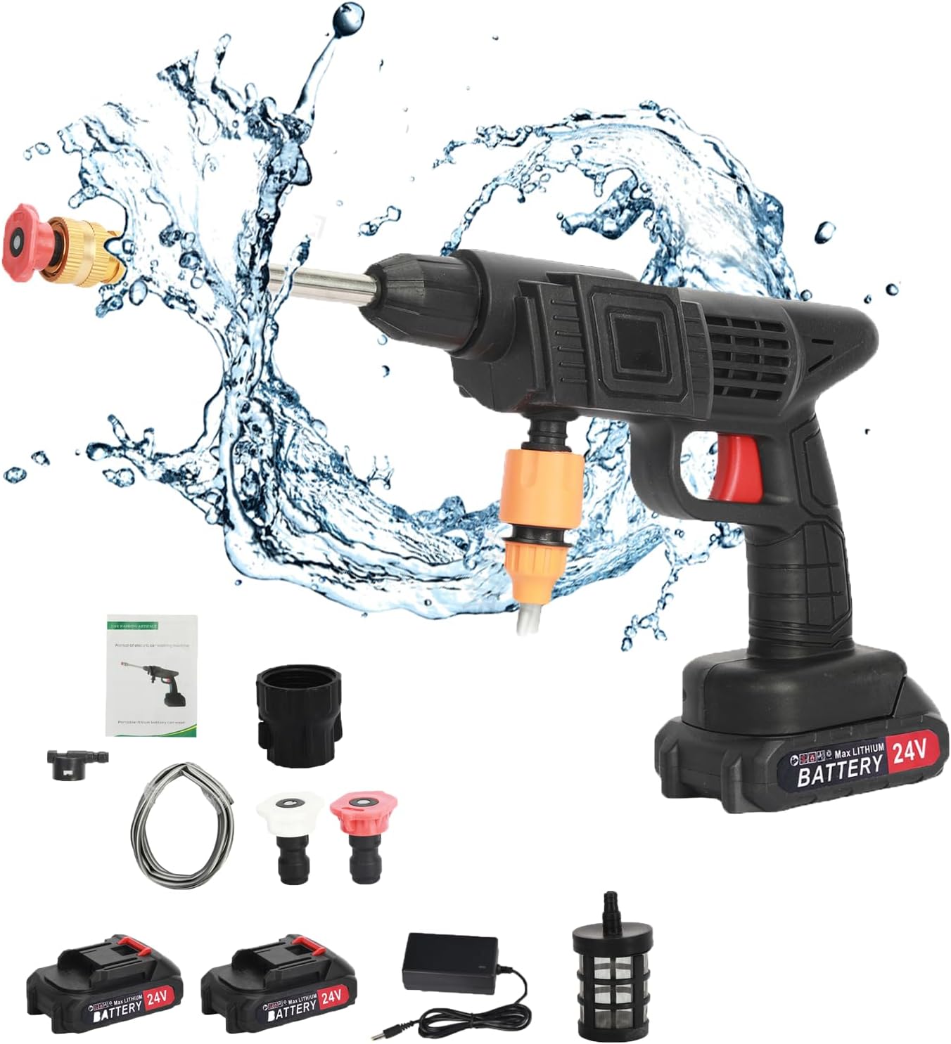 Cordless Pressure Washer, 500PSI Bushless Portable Jet Washers with ...