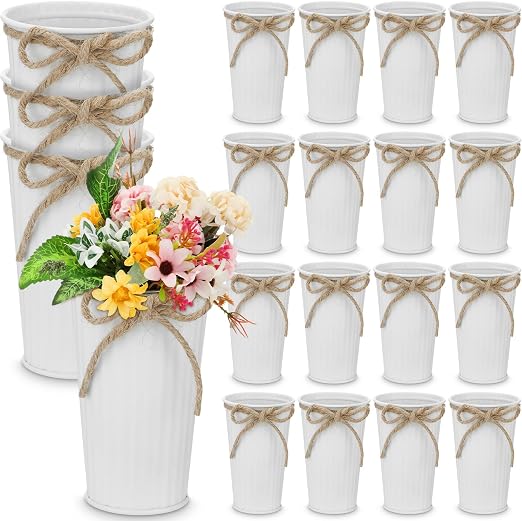 Amazon.com: Ziliny 20 Pack 4.3 Inch Galvanized Metal Flower Vases Bulk ...
