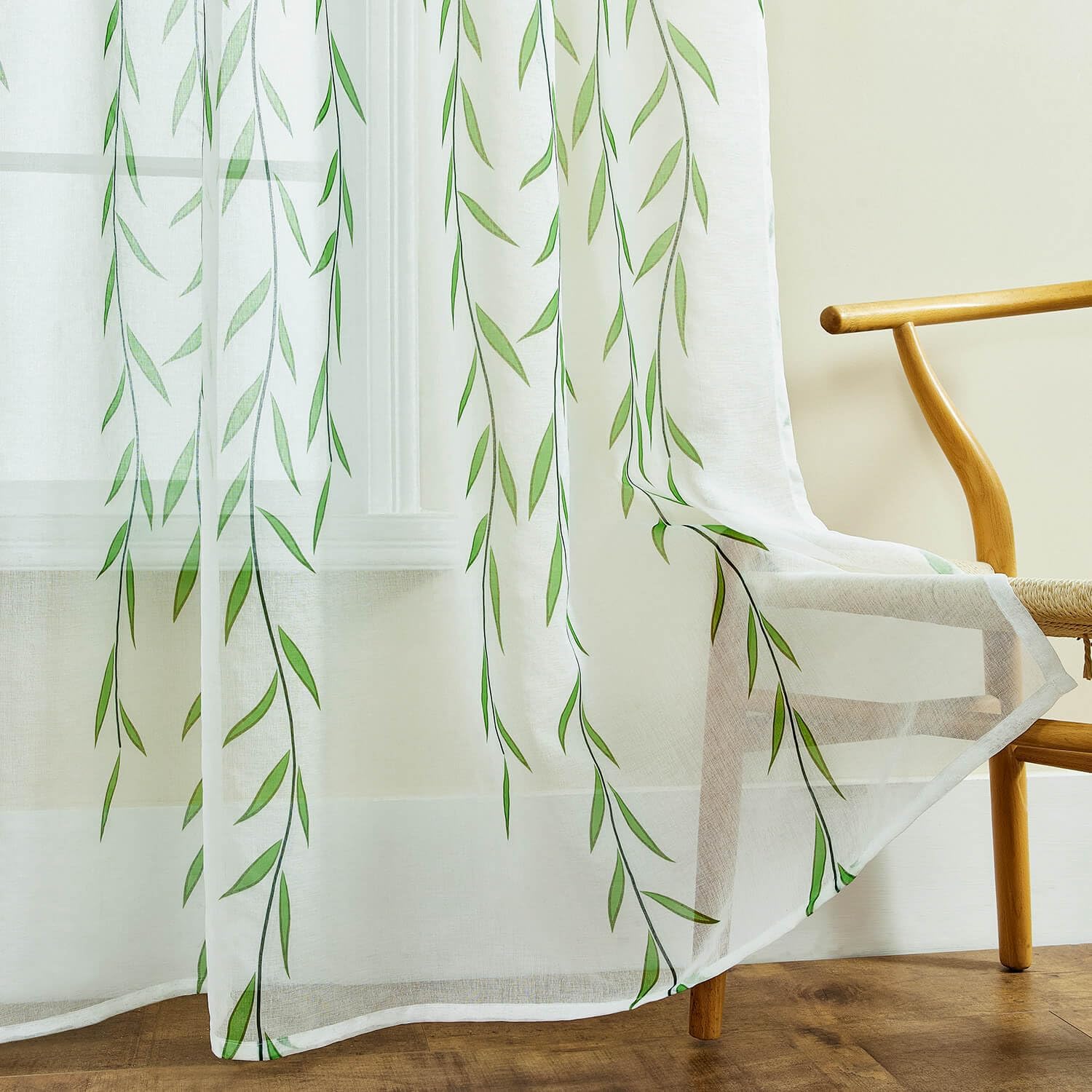 Amazon.com: WANSOUL Leaf Pattern Curtains, 2 Panel White Curtains with ...