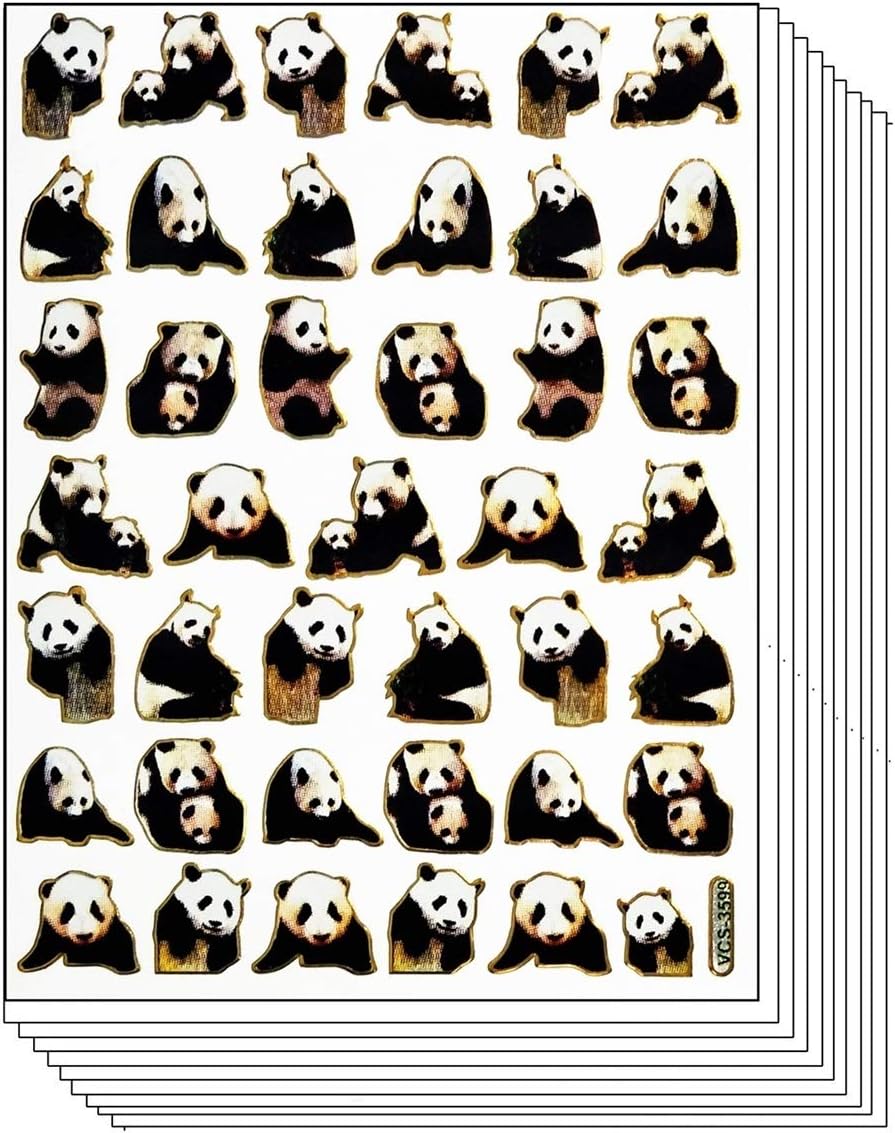 Amazon.com: Stickers Glitter Pack 10 Sheets Cute Baby Panda Sticker ...