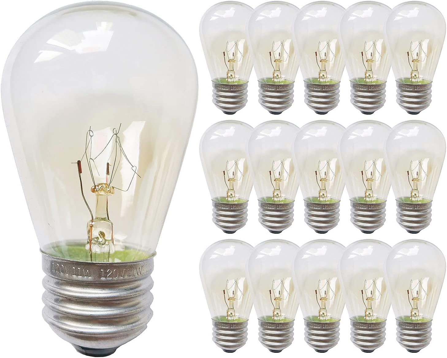 30 Pack S14 Outdoor String Light Bulbs Set orange, 120V 11W Clear ...