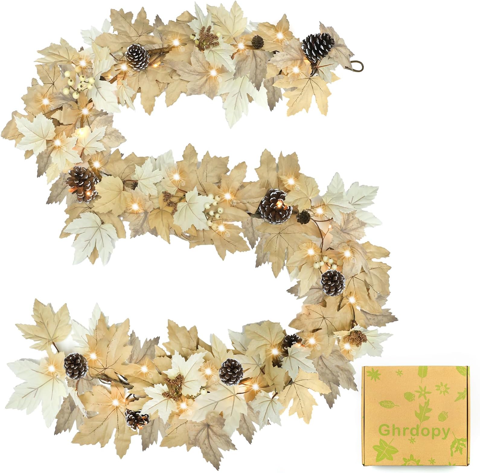 Amazon.com: LITBLOOM Lighted Fall Garland with Timer 6FT 24 Warm White ...