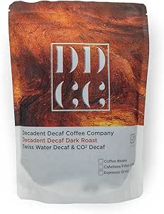 Decaffeinated Strongest Dark Roast Ground Coffee 227g - Decadent Decaf Dark Roast - For French ...