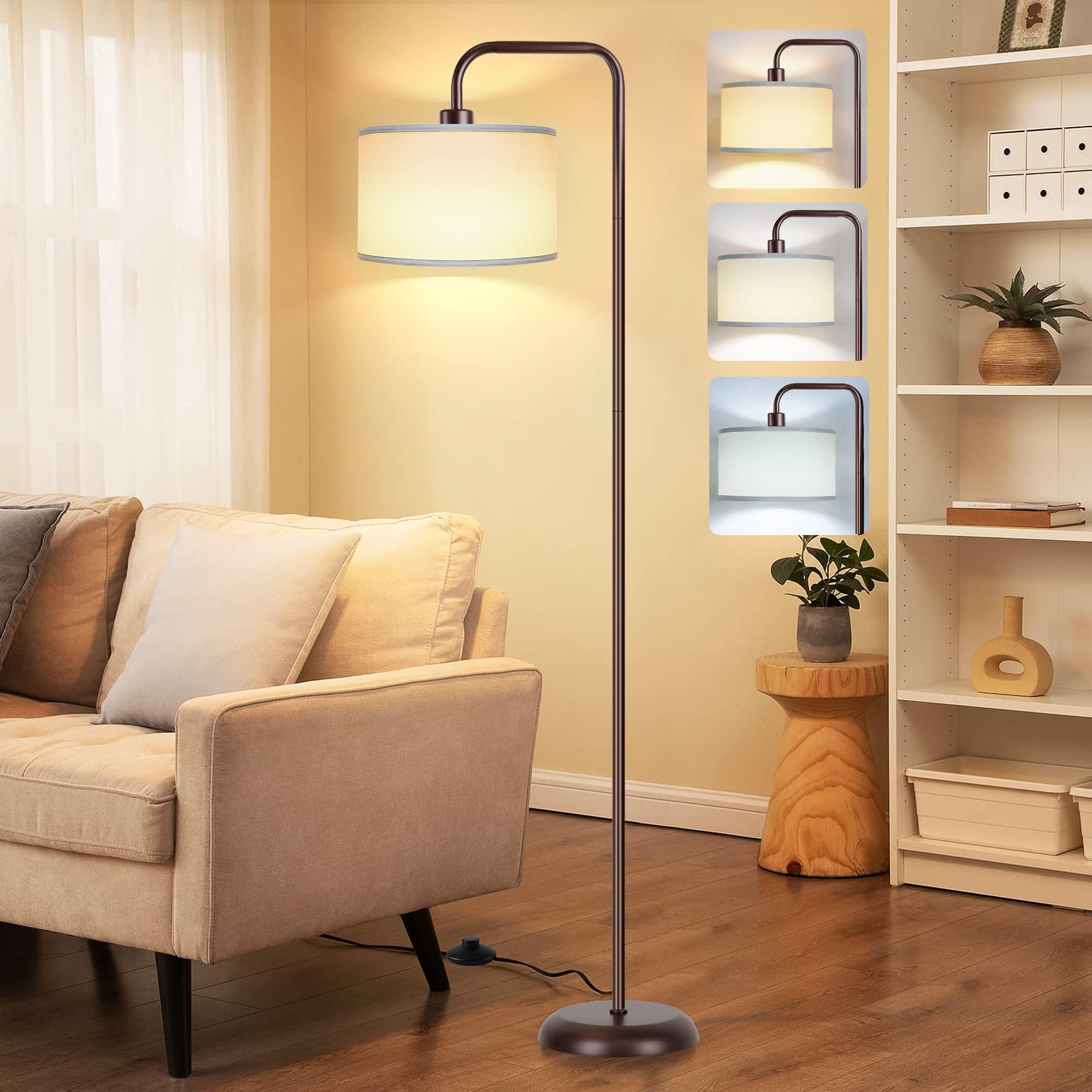 PARTPHONER LED Floor Lamp for Living Room, 3 Color Temperature, with ...