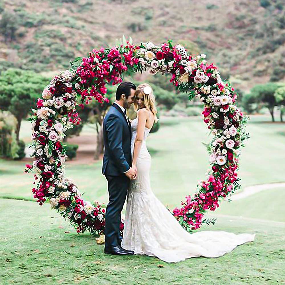 7.2 Ft(2.2m) Golden Metal Round Backdrop Stand Round Metal Balloon Arch ...