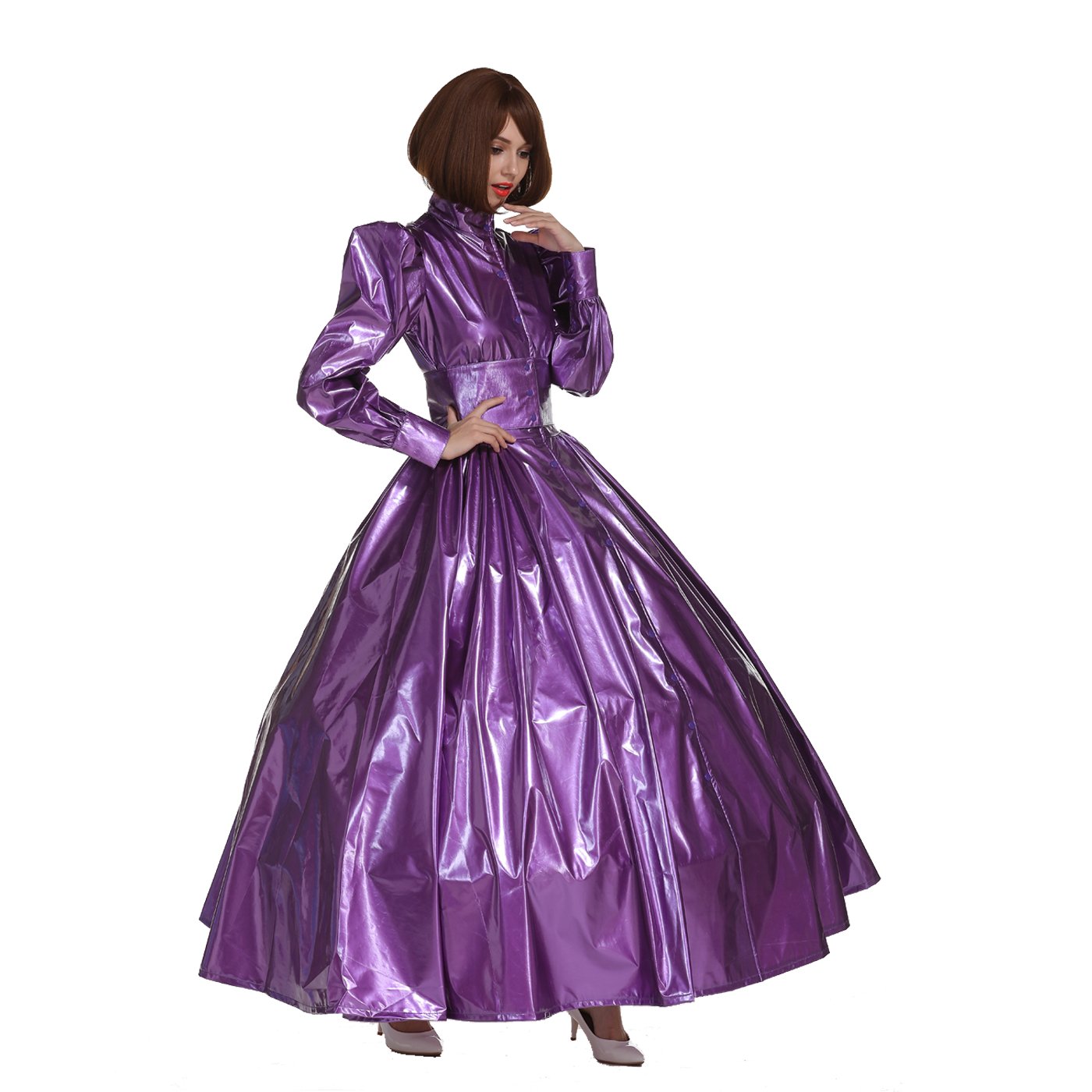 Buy GOceBaby Women Gothic Punk Purple PVC Ball Gown Dress Uniform ...