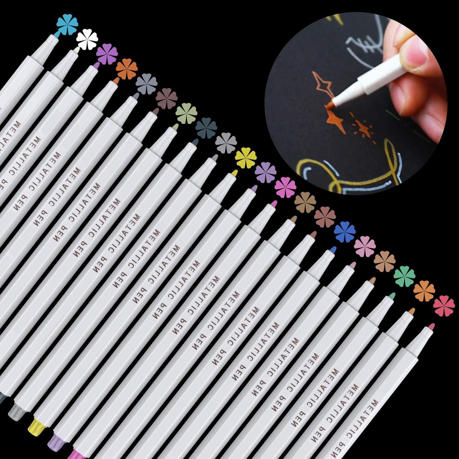 Mr. Pen- Metallic Paint Markers, 10 Colors, Metallic Markers for Black ...