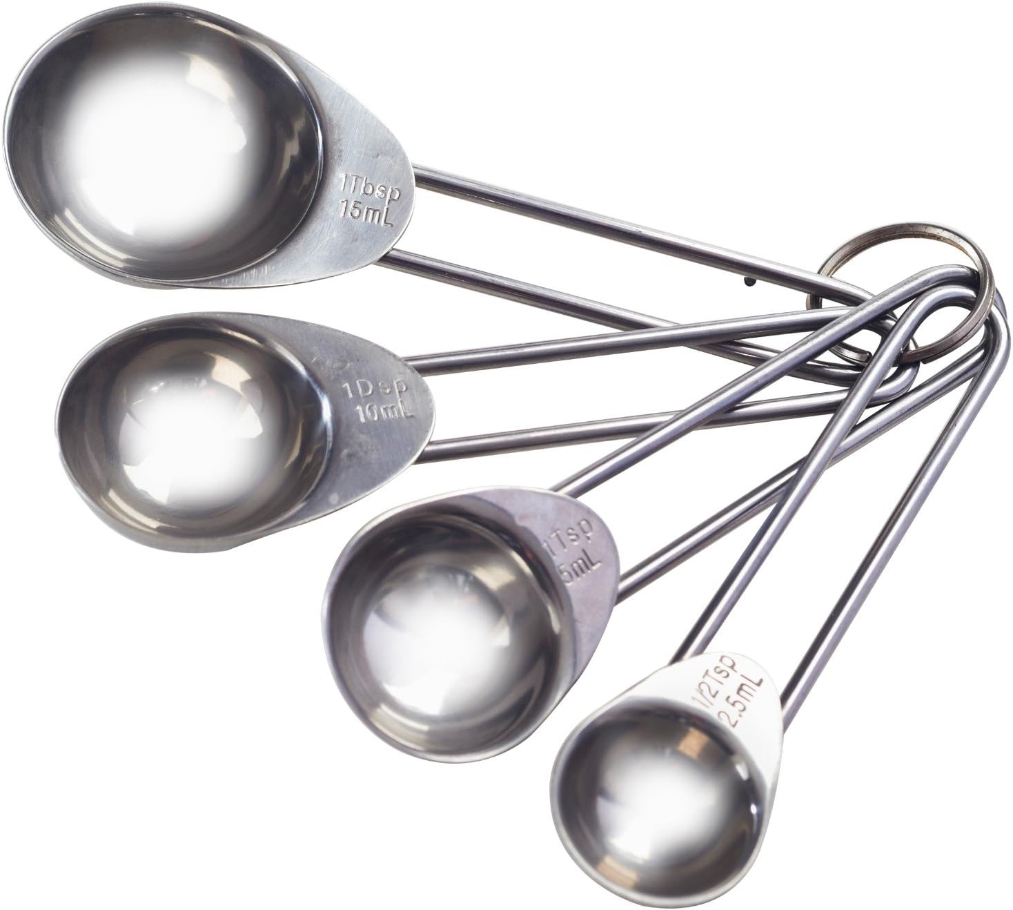 KitchenCraft Stainless Steel Measuring Spoons (4-Piece Set), Silver ...
