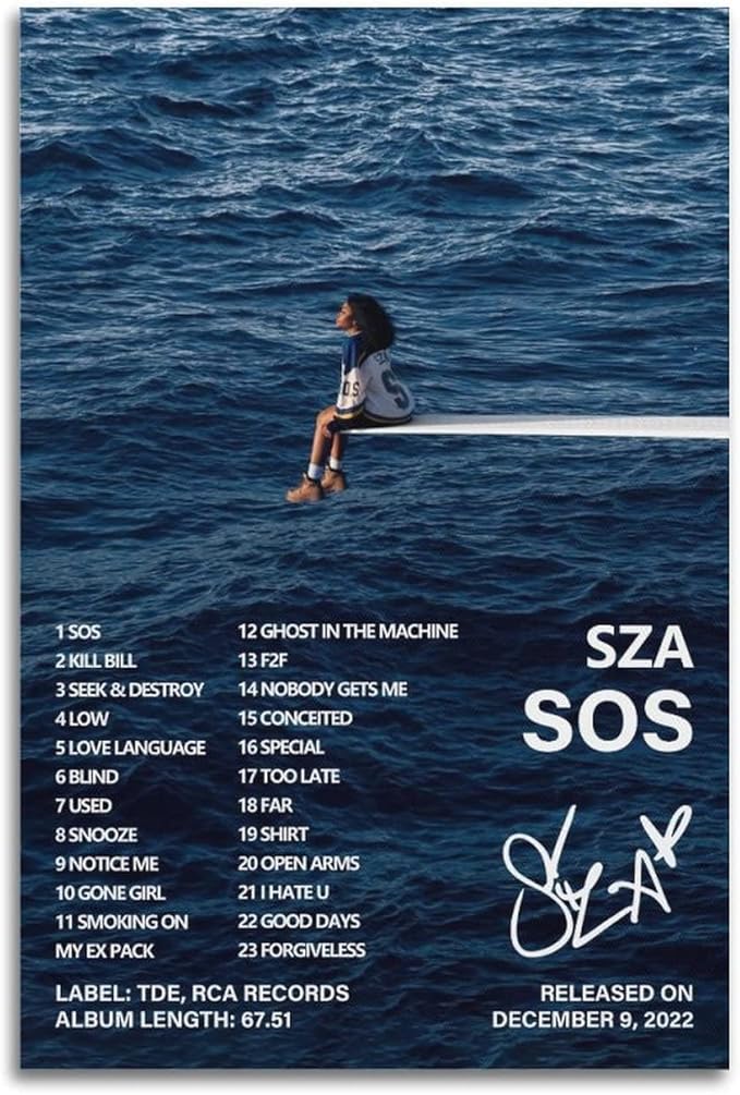 Amazon.com: Sza Poster Sos Album Cover Poster for Bedroom Aesthetic ...