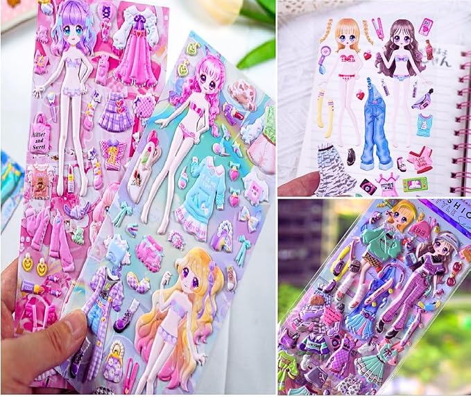 FunBlast Kawaii Stickers Set – Set of 2 Princess Dress-Up Change ...