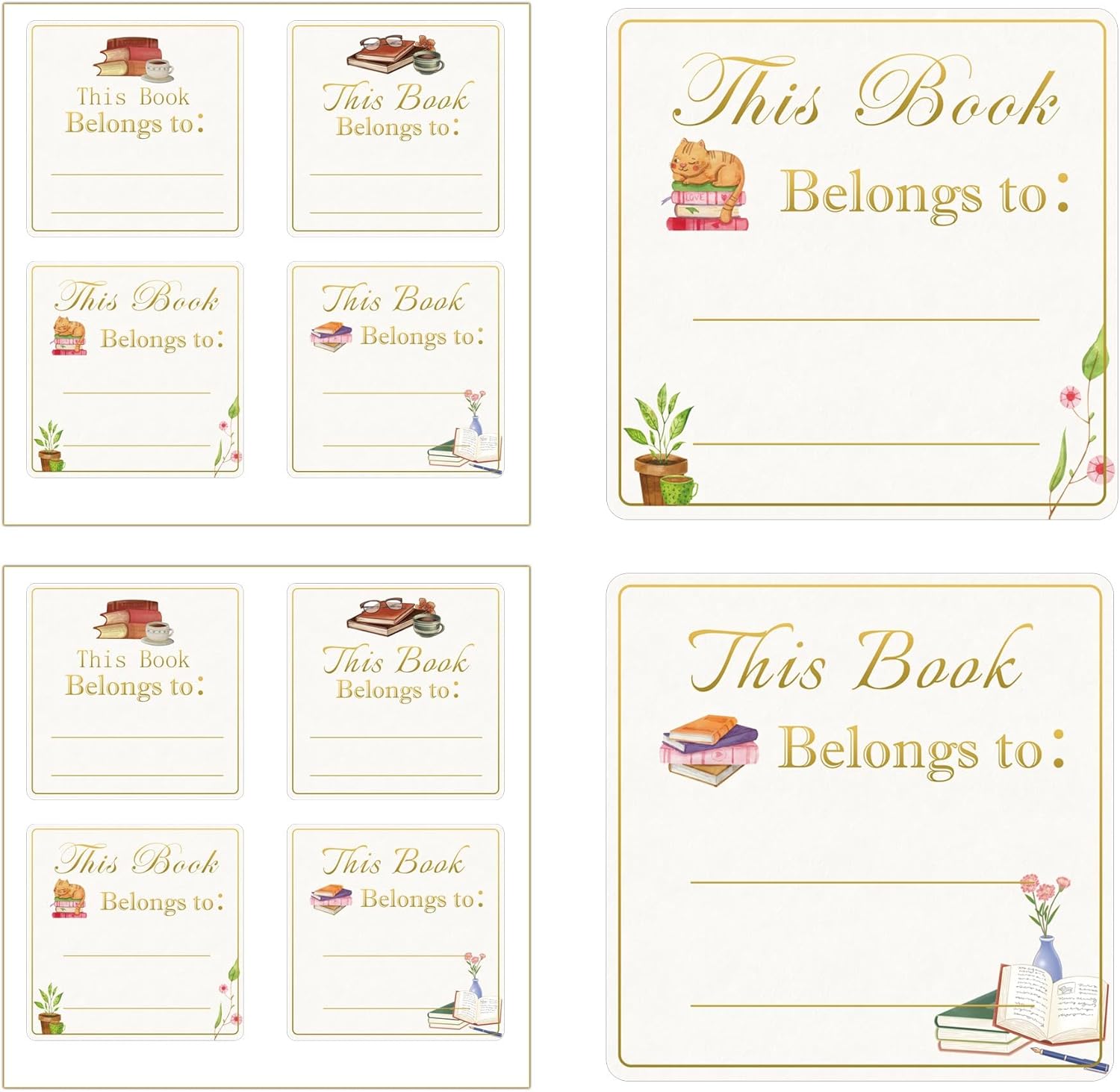 Amazon.com : 100 Pcs Floral Book Design This Book Belongs to Stickers ...