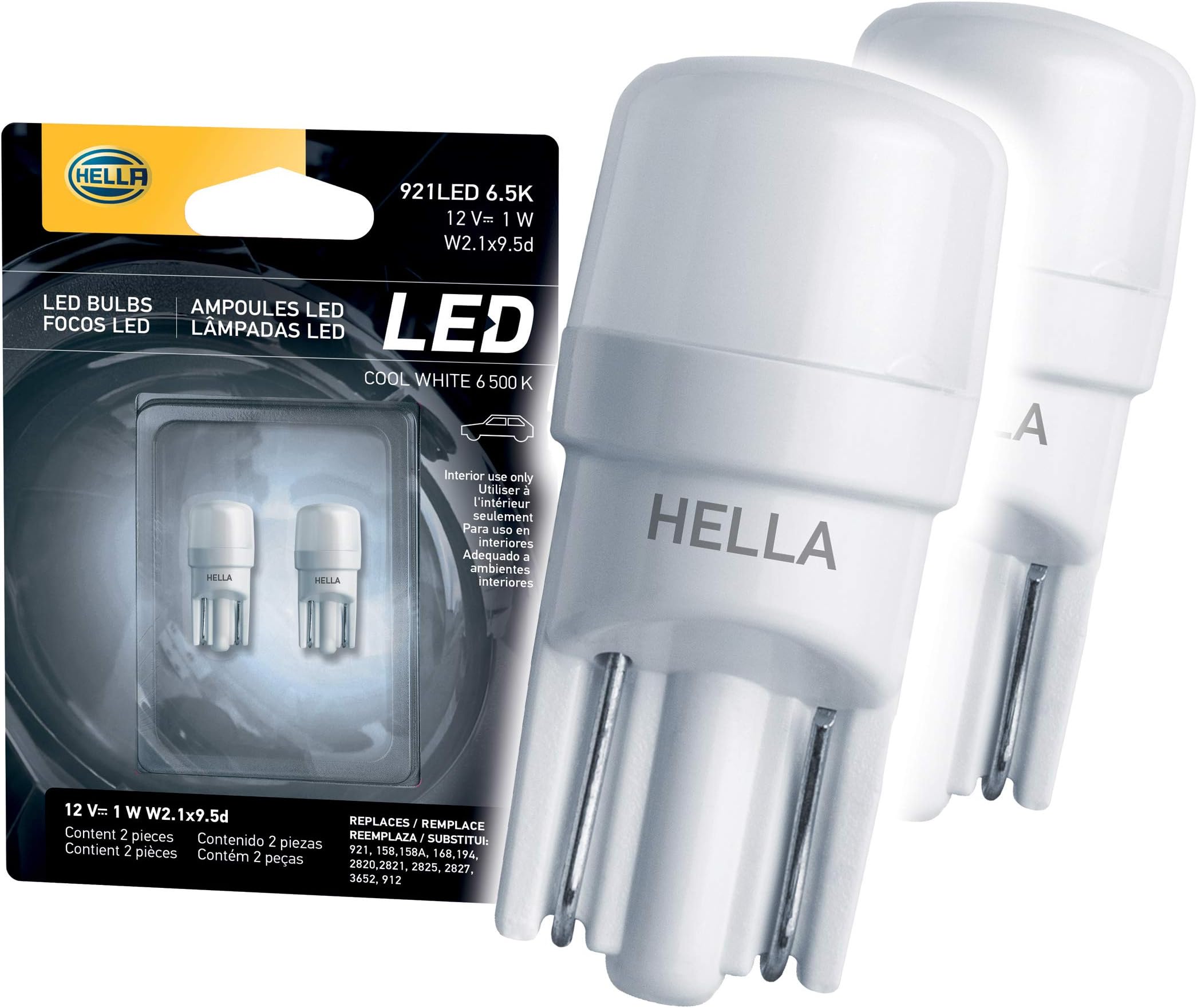 Amazon.com: Hella 921LED 6.5K Bulb Led 921 12V 1W W2.1X9.5D 6500 Pair ...