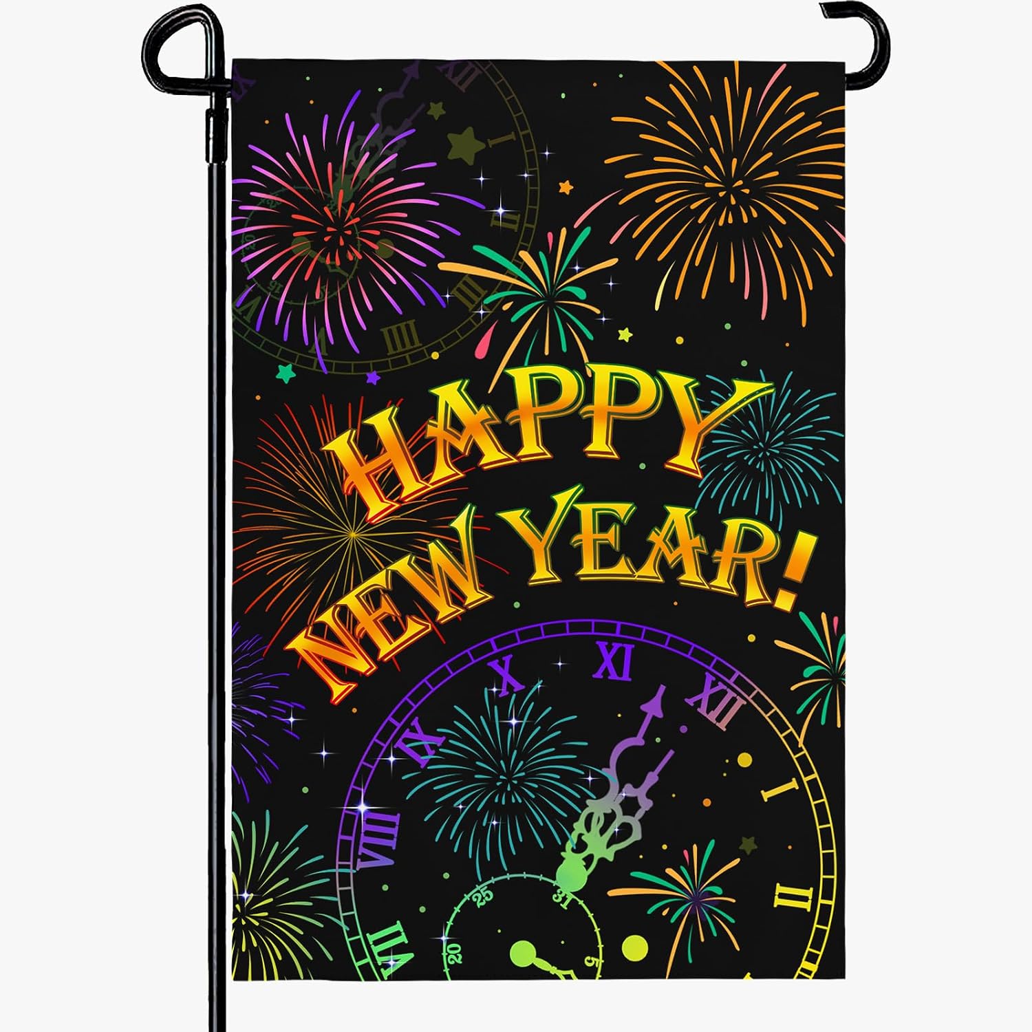 Amazon.com : Dacawin Happy New Year Garden Flags Firework Sparkle Night ...