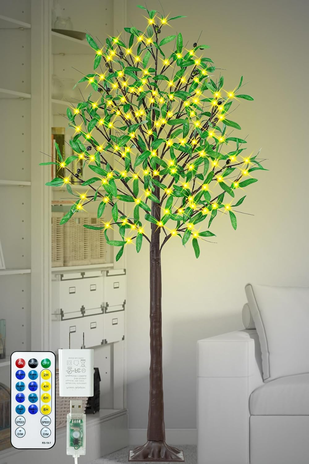 Amazon.com : Lighted Olive Trees Artificial 6ft 130 LED Lights for ...