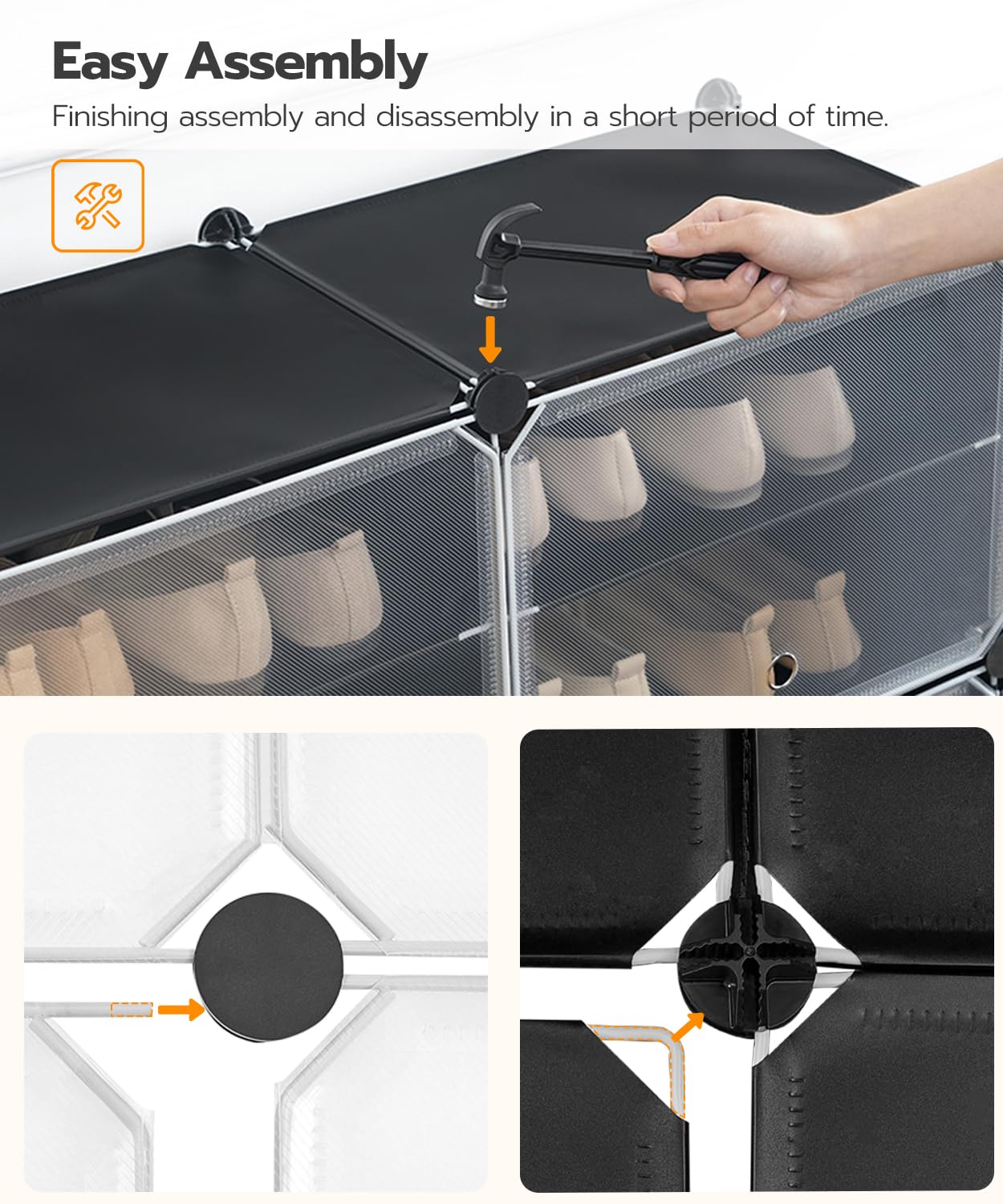 HOOBRO Shoe Organizer, 6 Cube Shoe Rack with Door, Holds 24 Pairs of ...