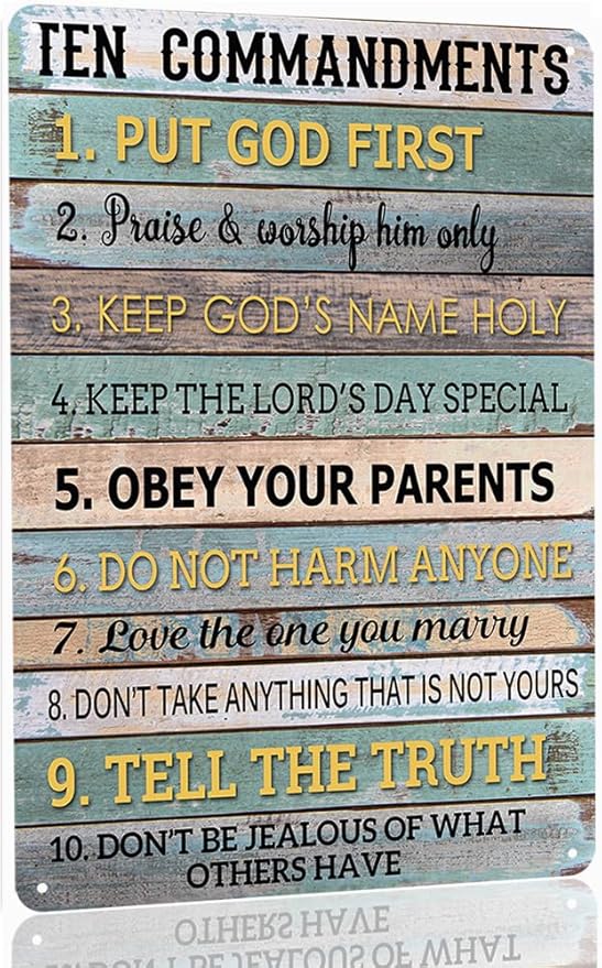 Amazon.com: The Ten Commandments Metal Tin Sign 10 Commandments Wall ...