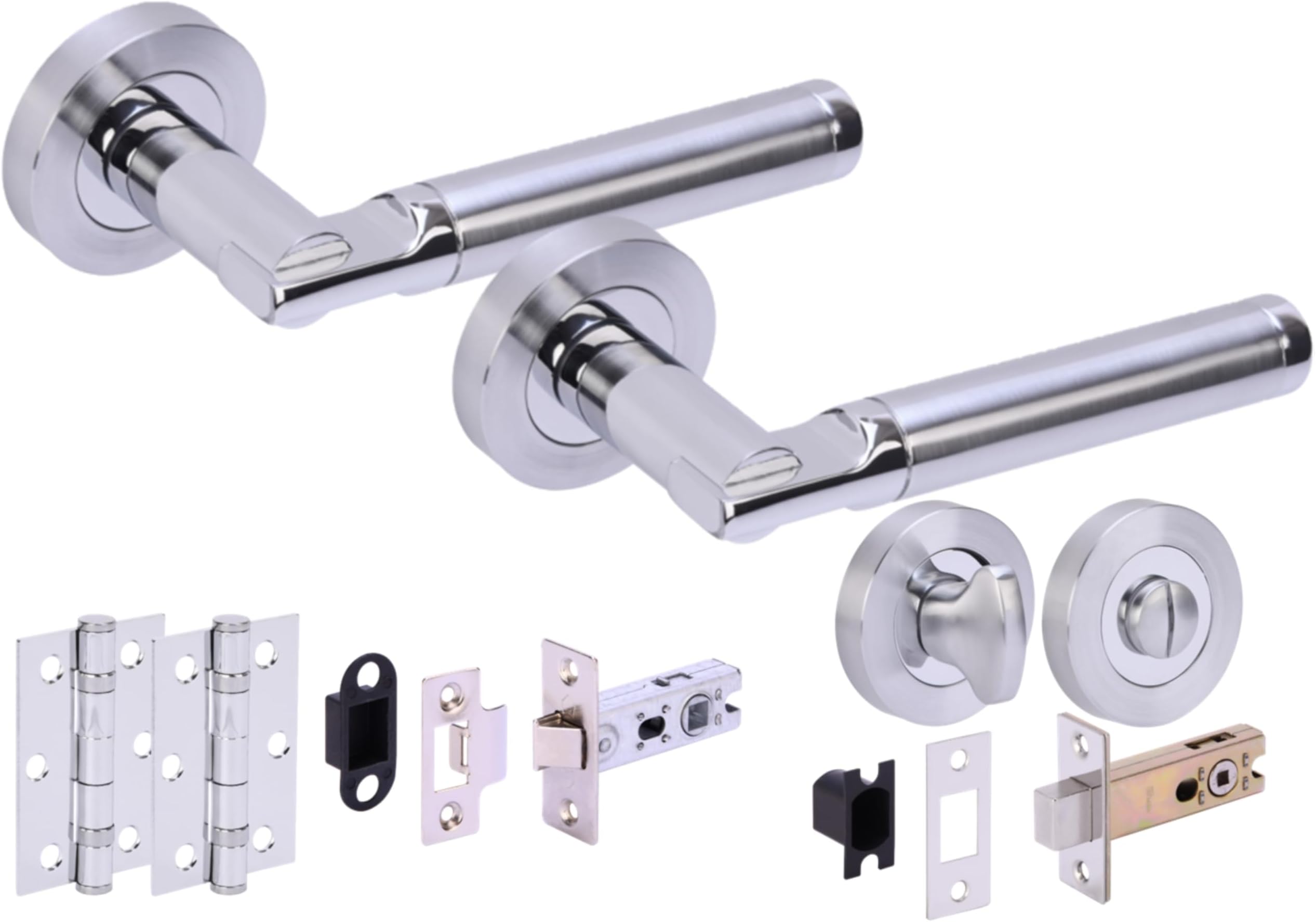 HANDLEZONE® Lacerta Premium Door Handles on Rose Bathroom Deadbolt Pack ...