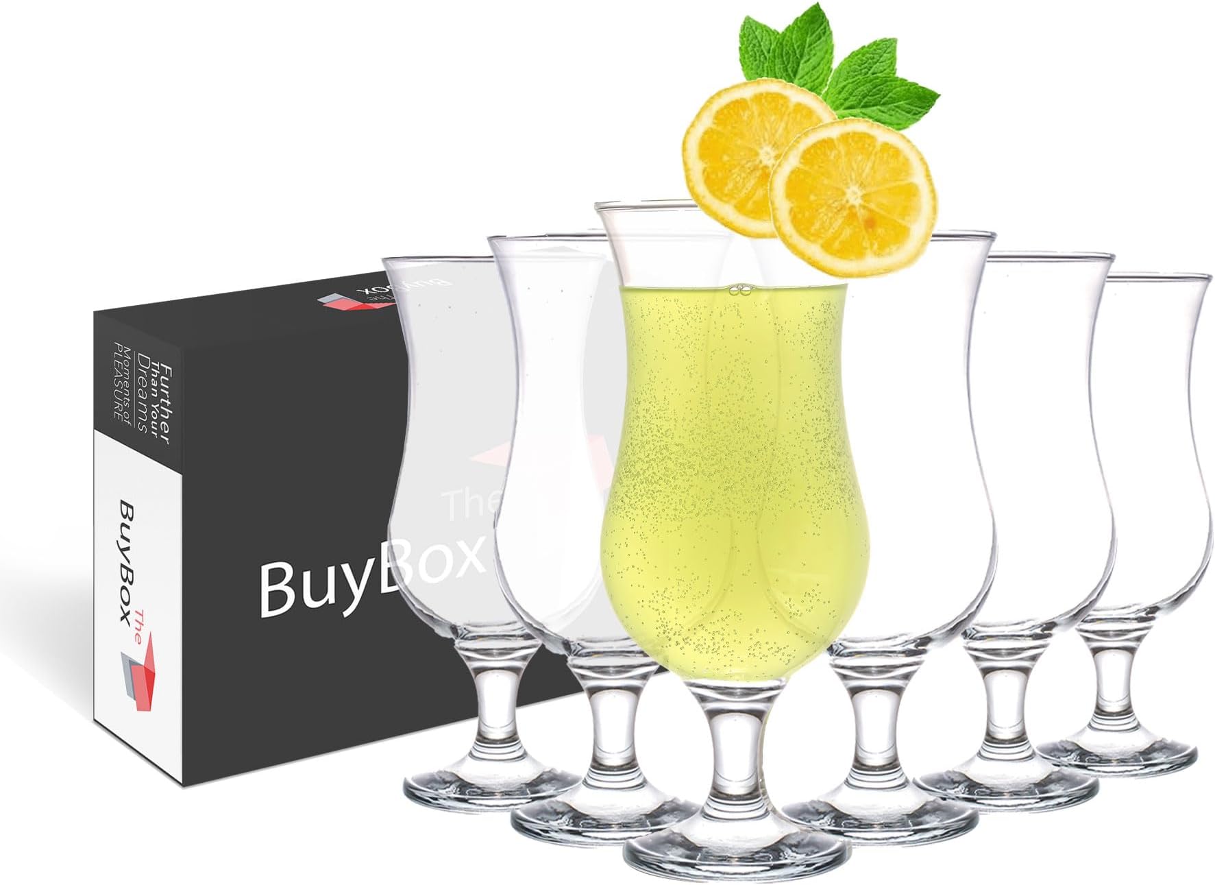 Amazon.com | the mask el turko Large Hurricane Glass Set Of 6 Pcs 12.8 ...