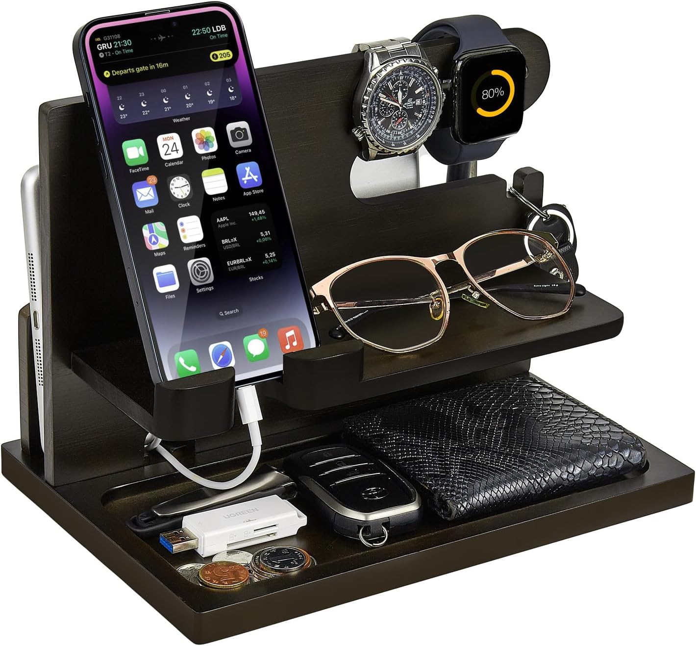 Amazon.com: Pinzoveno Gifts for Men Wood Phone Docking Station Gifts ...