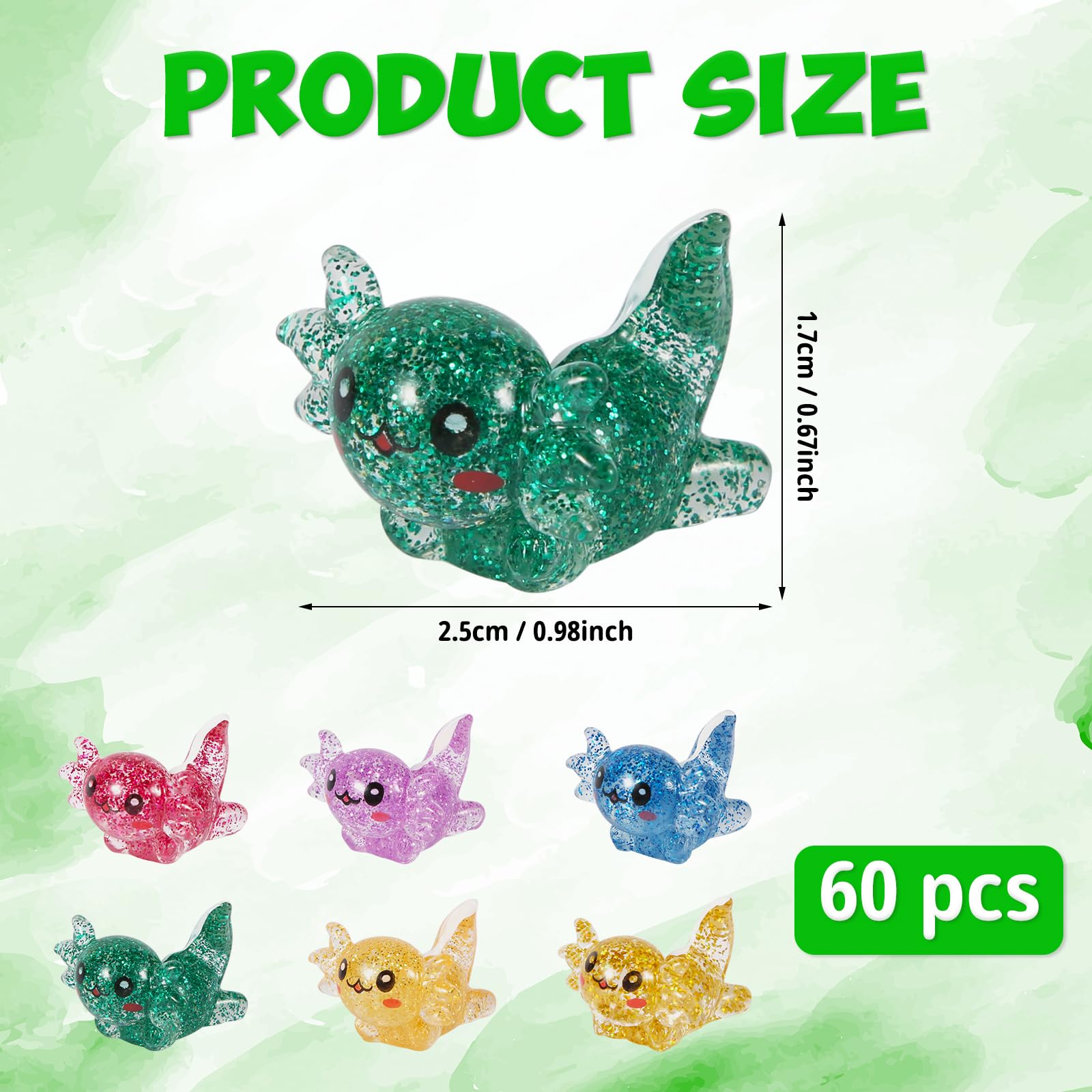 120pcs Mini Resin Axolotl, Glitter Miniature Axolotl Figurines Tiny ...