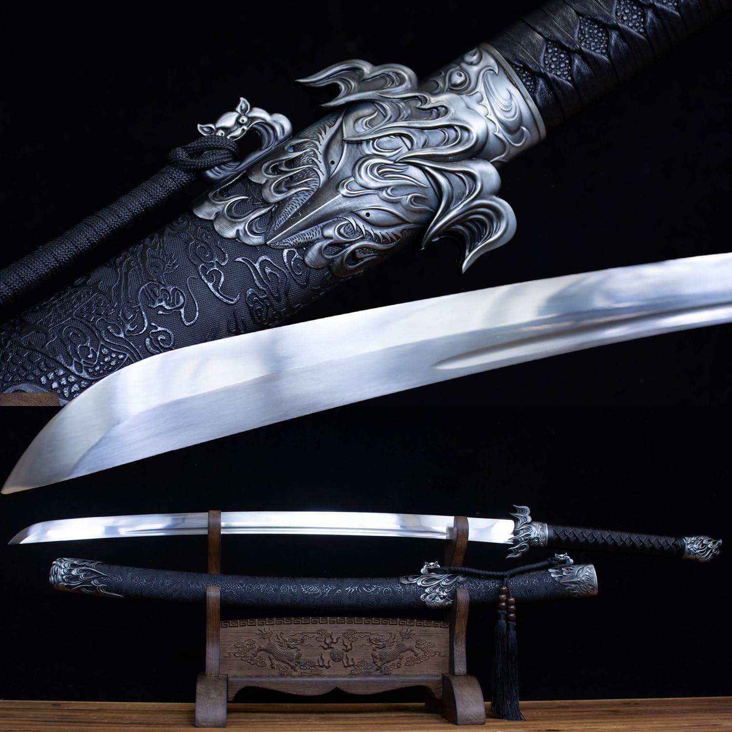 Amazon.com : LQHS Sword Chinese Fire Cloud Evil God Sword,Forged High ...