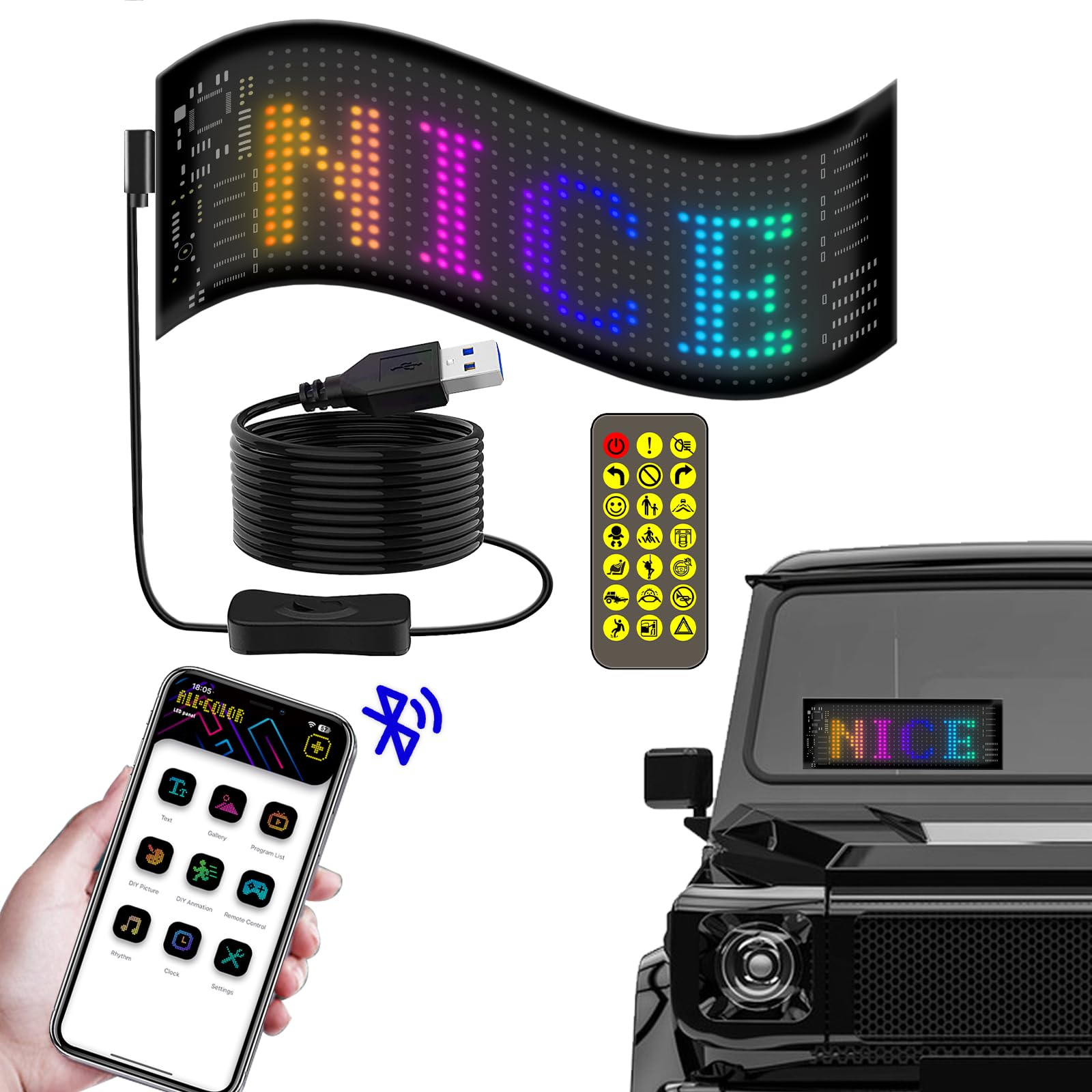 Amazon.com: LED Sign for Car, 7''x3''Led Car Sign, USB 5V Car Led Sign ...