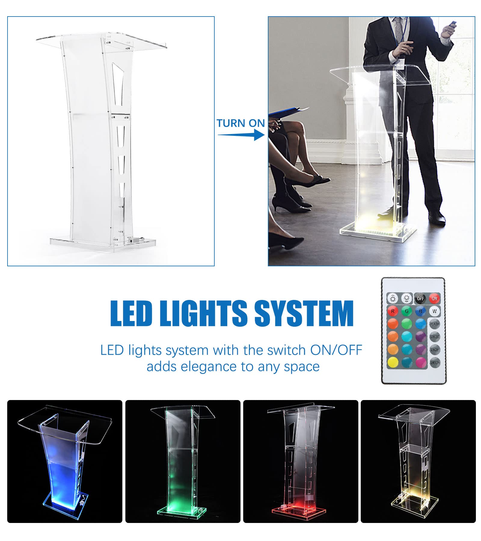 LIBOOI Pulpits for Churches, Acrylic Podium Stand Lectern Reception ...
