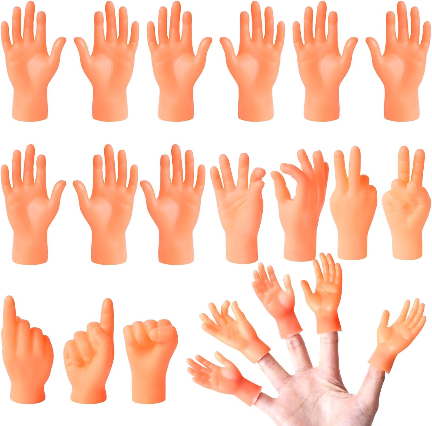 Amazon.com: 3 otters 18 PCS Tiny Finger Hands, Mini Rubber Finger ...