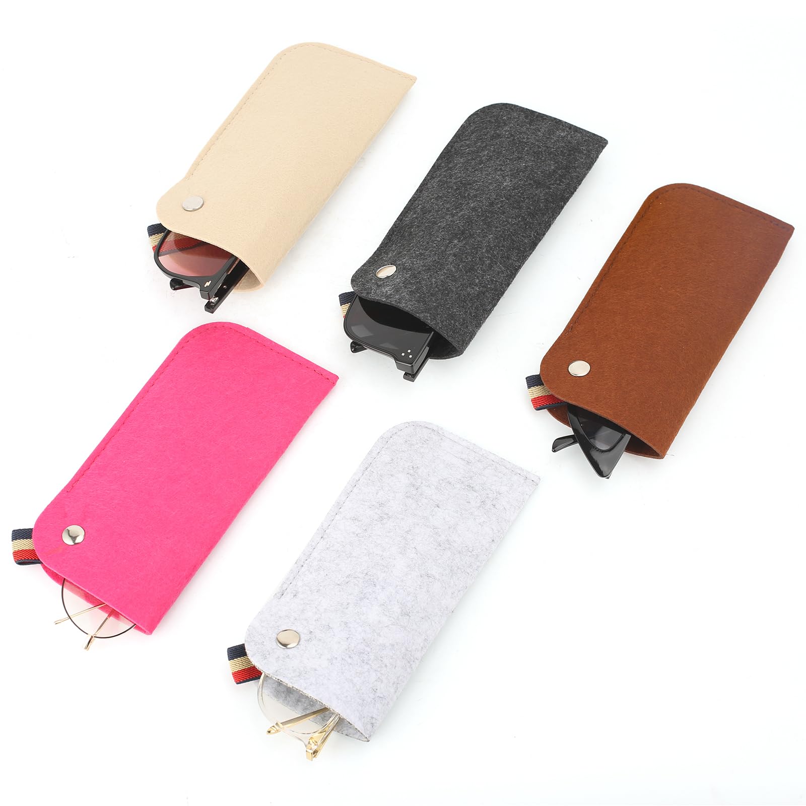 5 Pcs Felt Eyeglass Case, Multicolor Unisex Eyeglass Pouch, 18.5x9CM ...