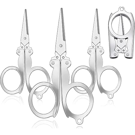 MAPLE 4 Pieces Folding Scissors Stainless Steel Portable Scissors ...