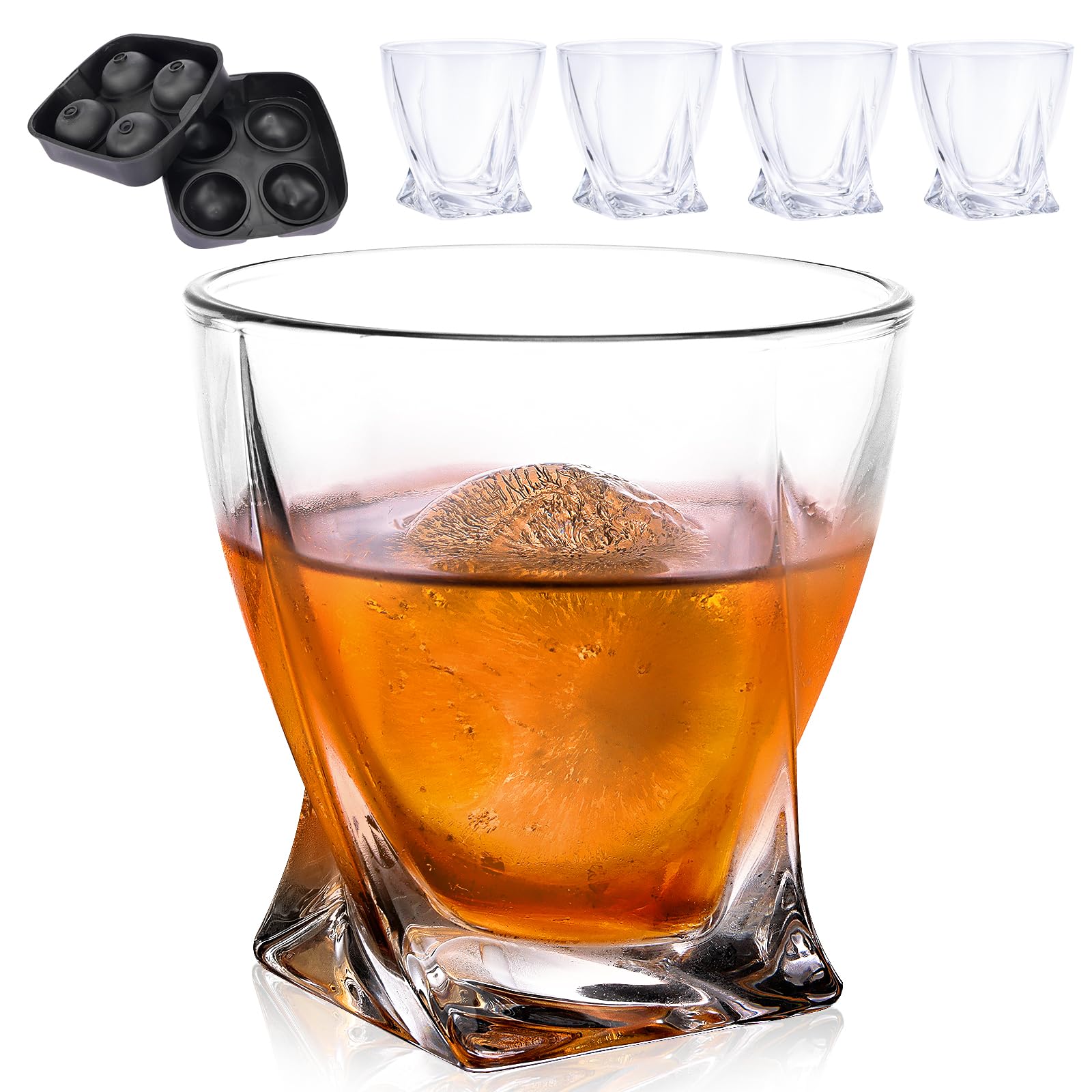 CUCUMI 4pcs 10oz Whiskey Rocks Glasses Old Fashioned Cocktail Glasses ...