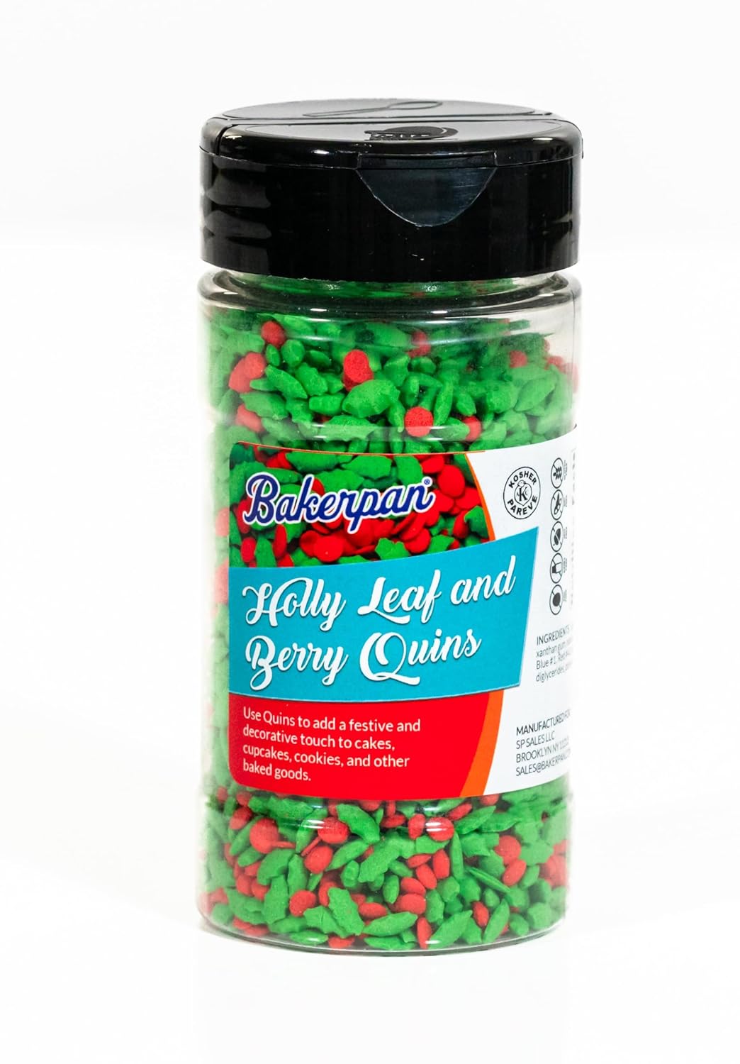 Amazon.com: Bakerpan Quins Sprinkles For Cake Decorating - Holly Leaf ...