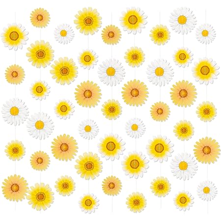 Amazon.com: 12 Packs Daisy Groovy Boho Party Banners Daisy Garland Kit ...