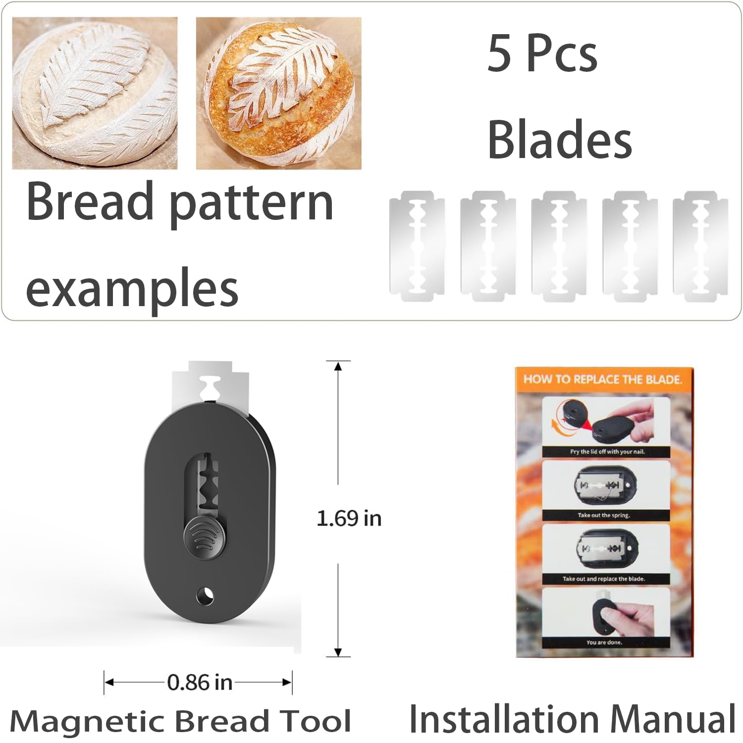Snapklik.com : Extractable & Magnetic Bread Lame Dough Scoring Tool ...