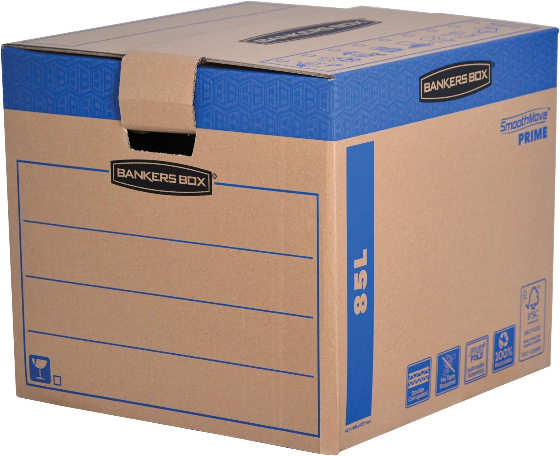 5 BANKERS BOX EXTRA LARGE Strong Moving Boxes, 85L FastFold Moving ...