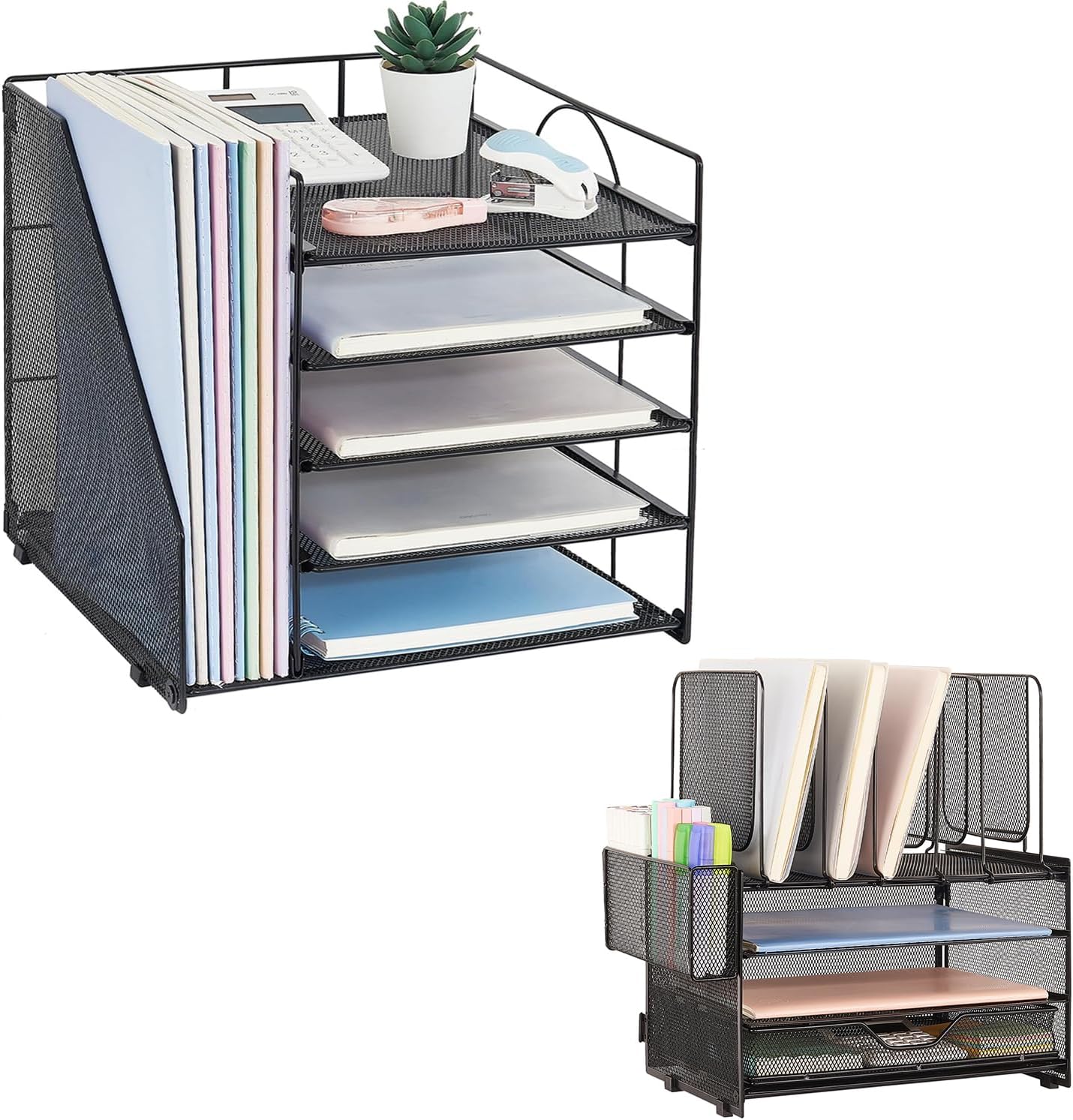 Amazon.com: LEKETREE 5-Tier Paper Letter Tray Organizer + Folder ...