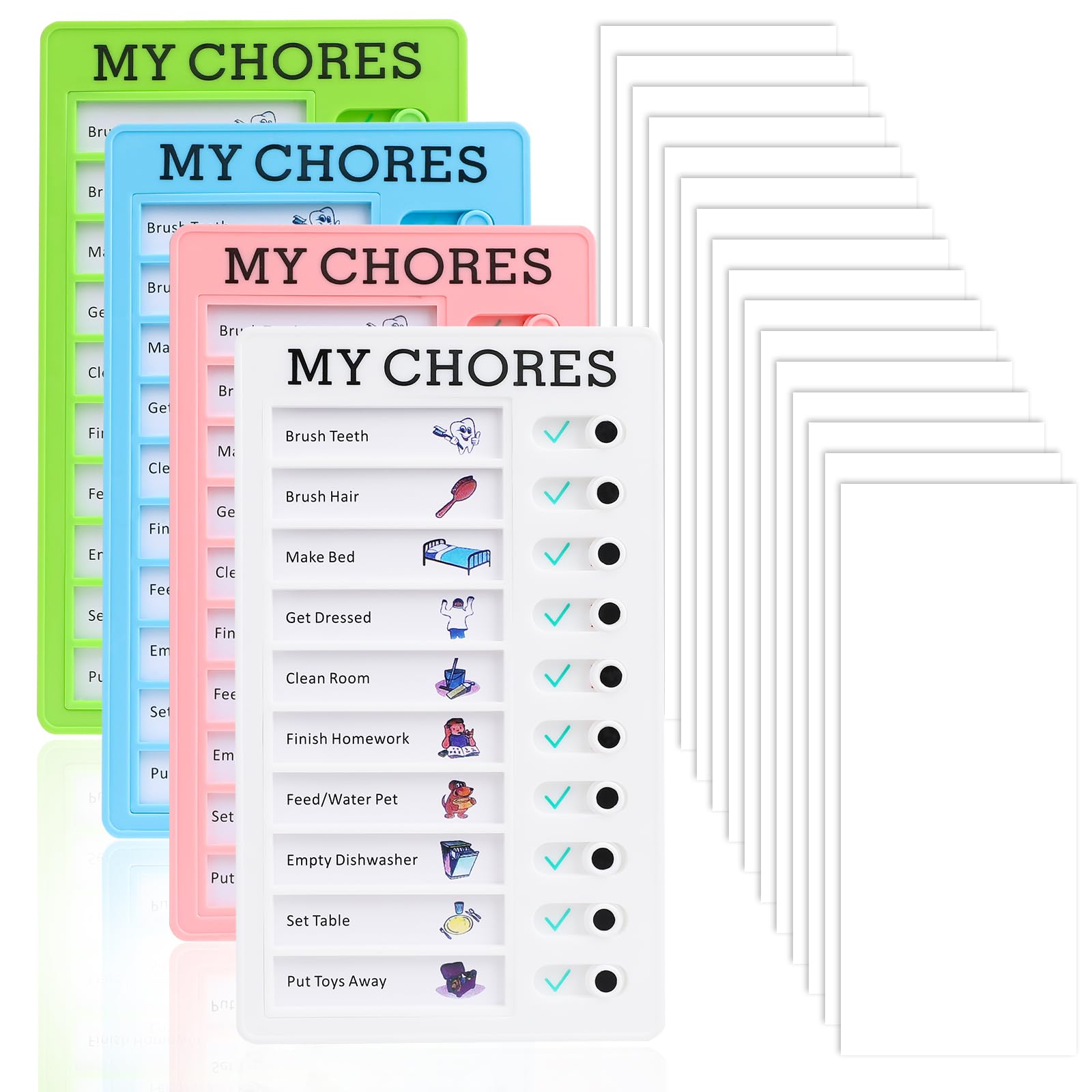 Buy 4PCS Routine Chart for Kids. Chore Chart Blank Plastic Checklist ...