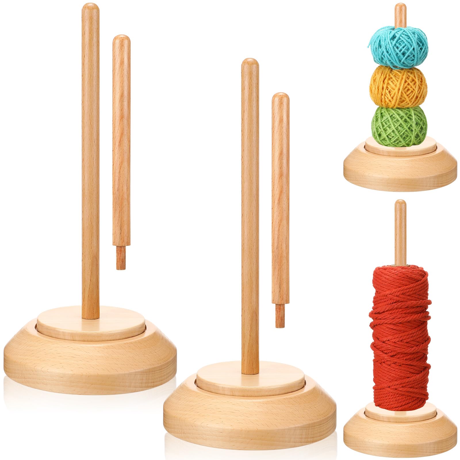 Amazon.com: Wenqik 2 Pcs Wood Yarn Holder 2 Size Yarn Ball Holder with ...
