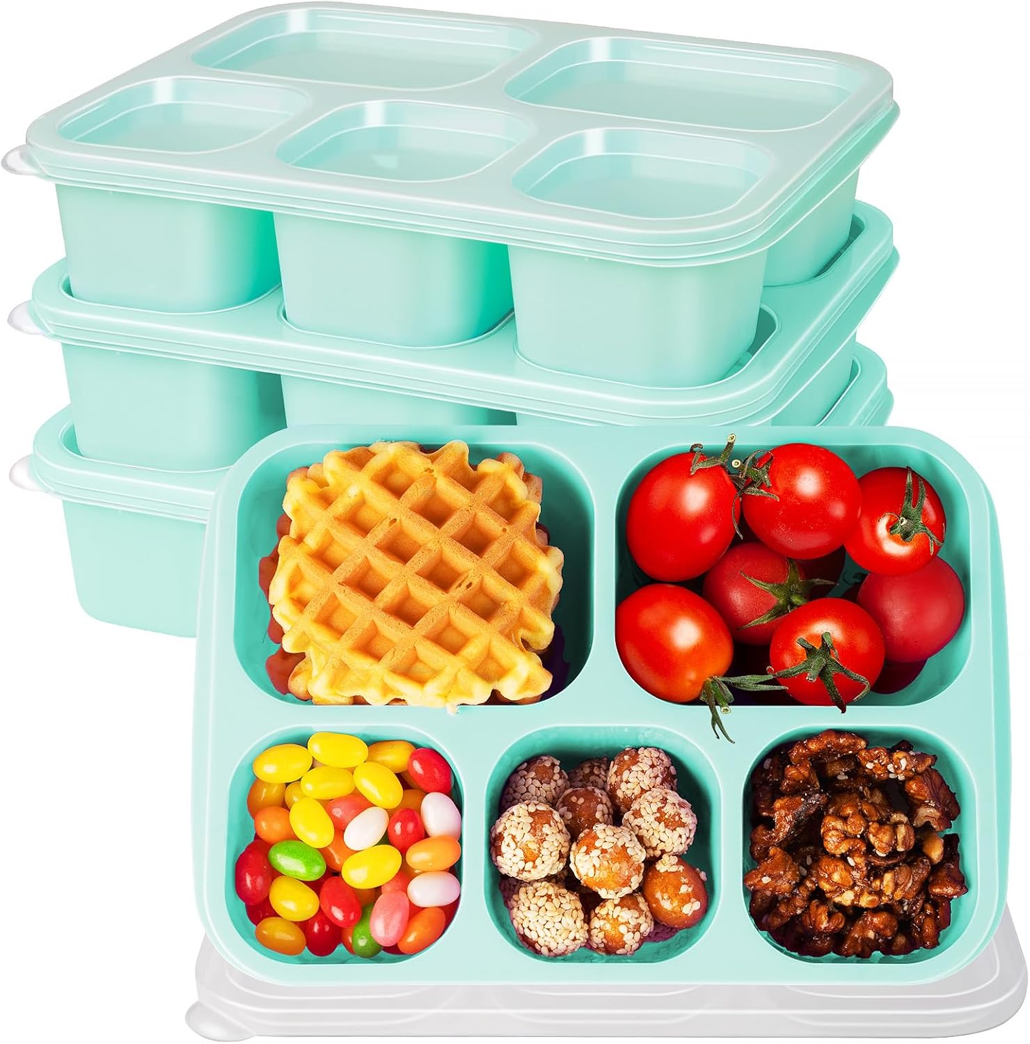 Amazon.com: Mosville® Bento Snack Containers, 4 Pack Lunchable ...