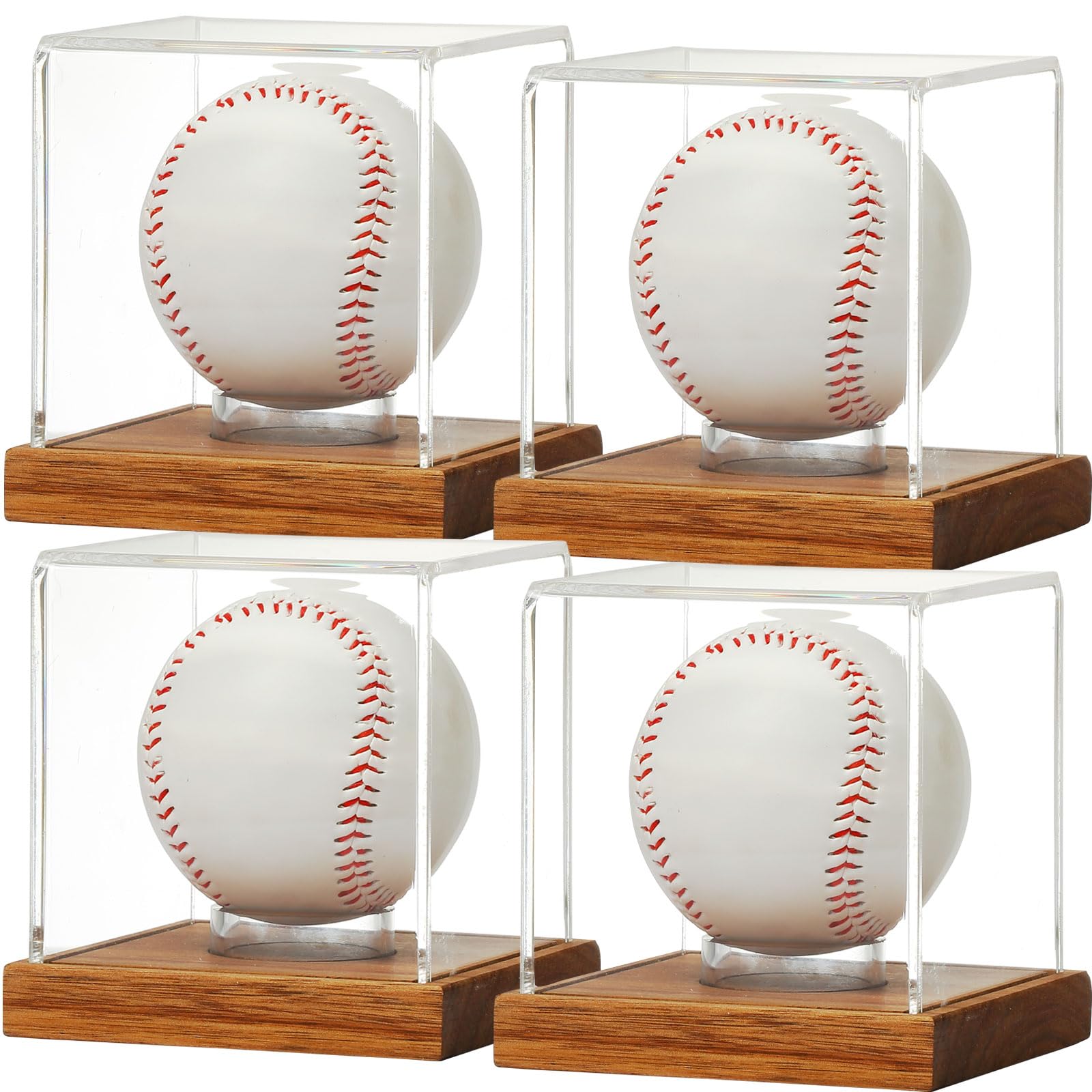 Amazon.com: JupDec Baseball Display Case 4 Pack, Clear Cube Baseball ...