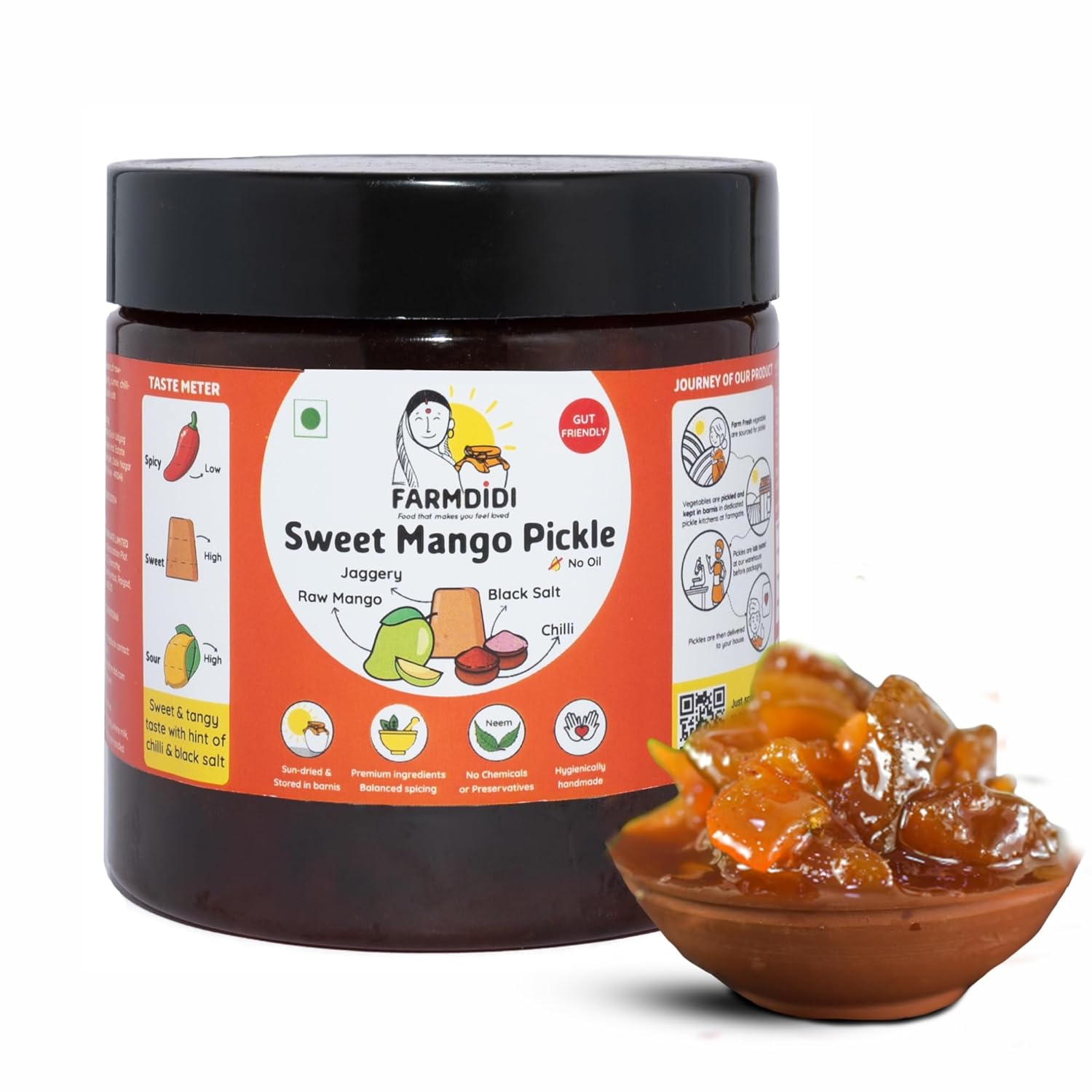 Farm Didi Sweet Mango Pickle With Jaggery 325G|Oil Free Pickle In Fresh ...