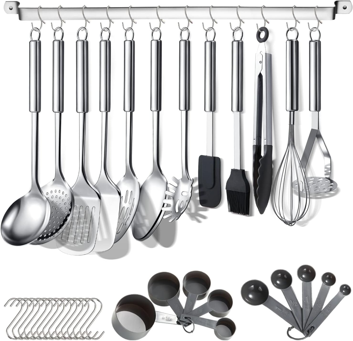 Amazon.com: HOMQUEN Stainless Steel Kitchen Utensil Set - 5 Cooking ...