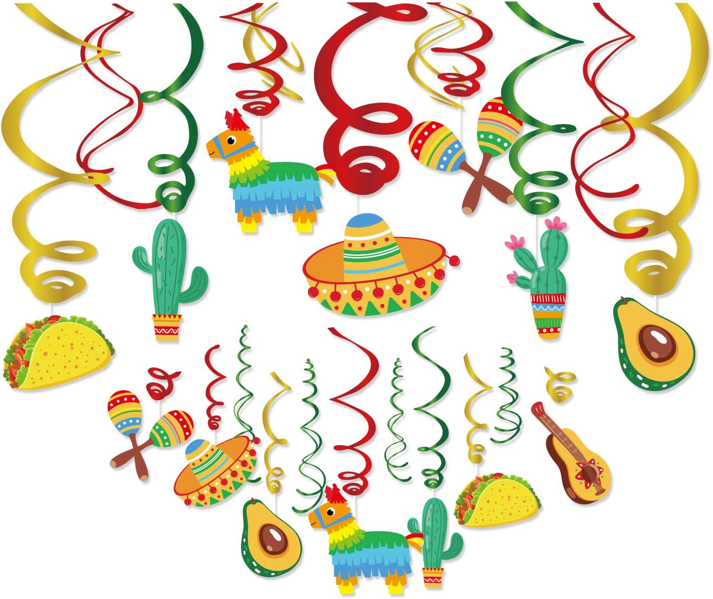 Amazon.com: 30PCS Mexican Fiesta Hanging Swirl Decorations, Fiesta ...