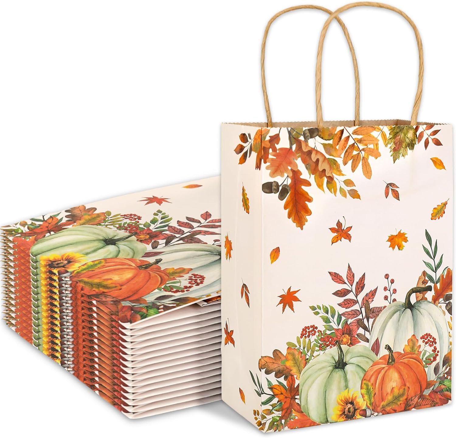 Amazon.com: JarThenaAMCS 24Pcs Fall Kraft Paper Gift Bags Pumpkin Maple ...