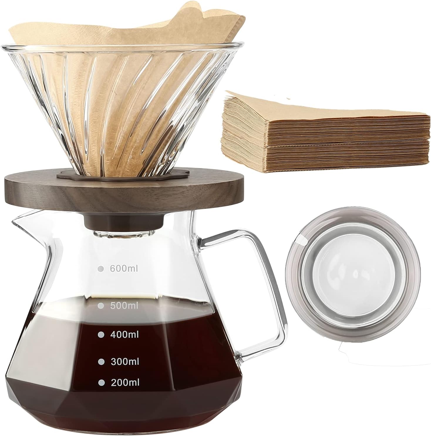 Amazon.com: Gute Glass Coffee Dripper/Filter - Cone Glass Pour Over ...